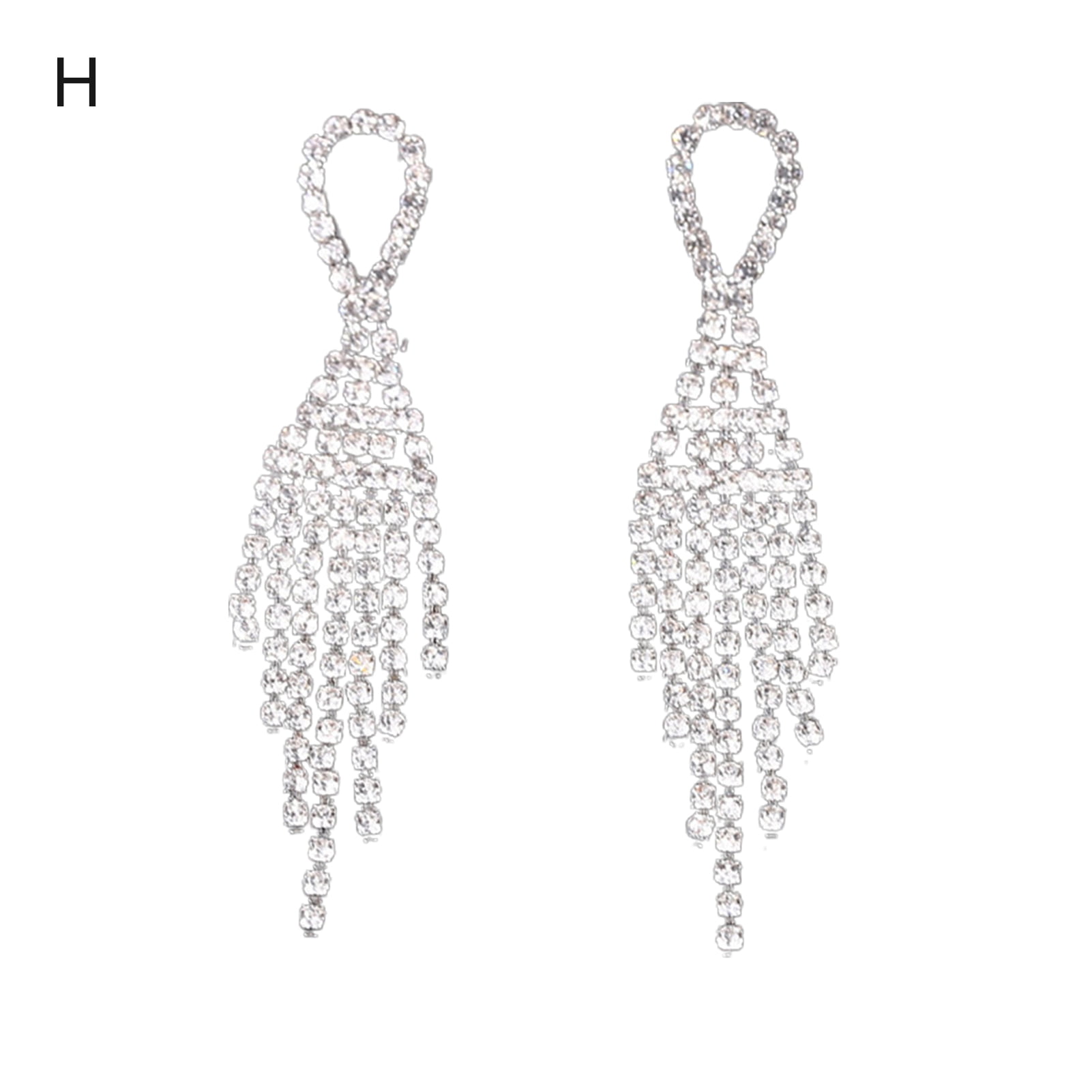Sunjoy Tech 1 Pair Drop Earrings Rhinestones Tassels Jewelry Shining ...