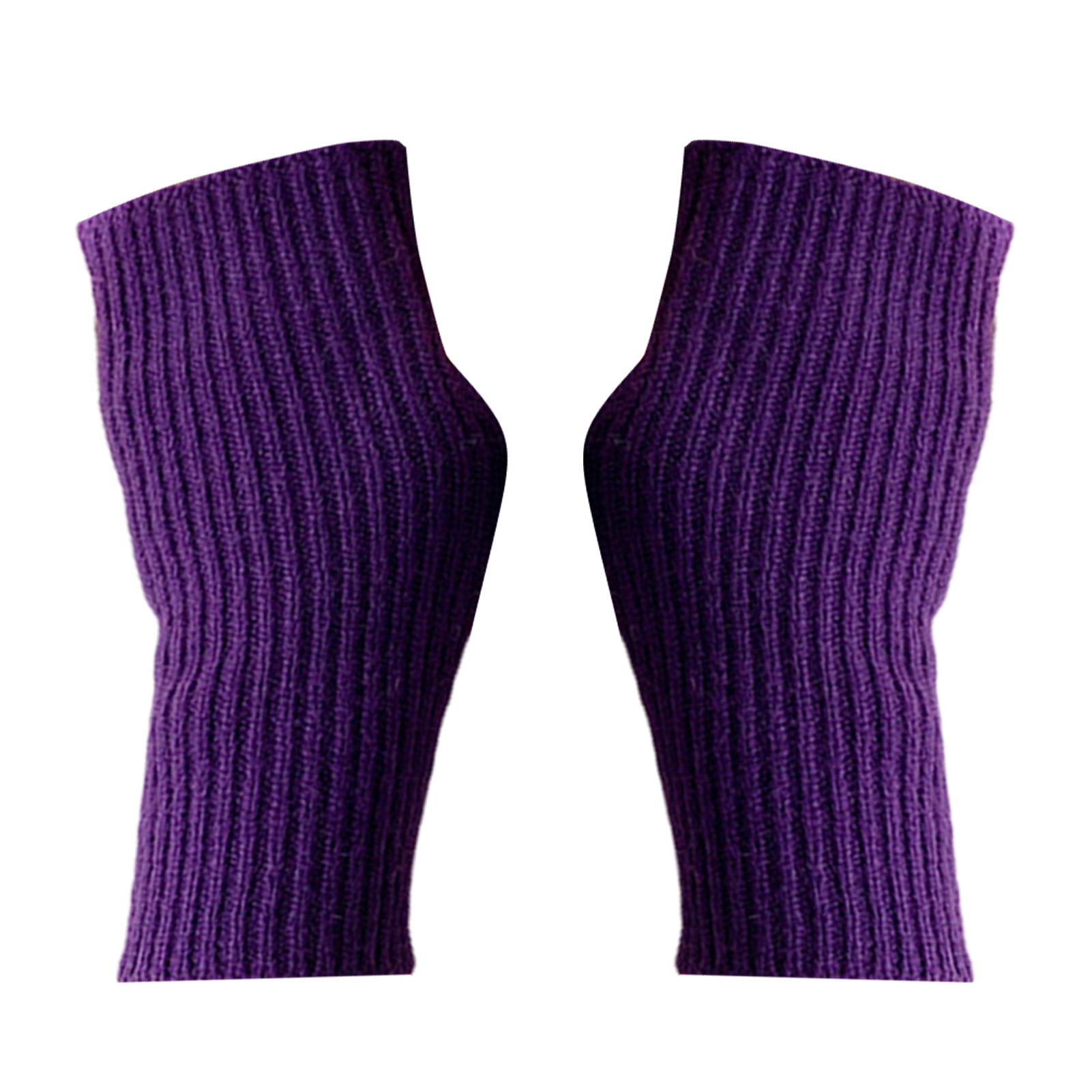 Sunjoy Tech 1 Pair Women Mittens Knitted Half Finger Solid Color High ...