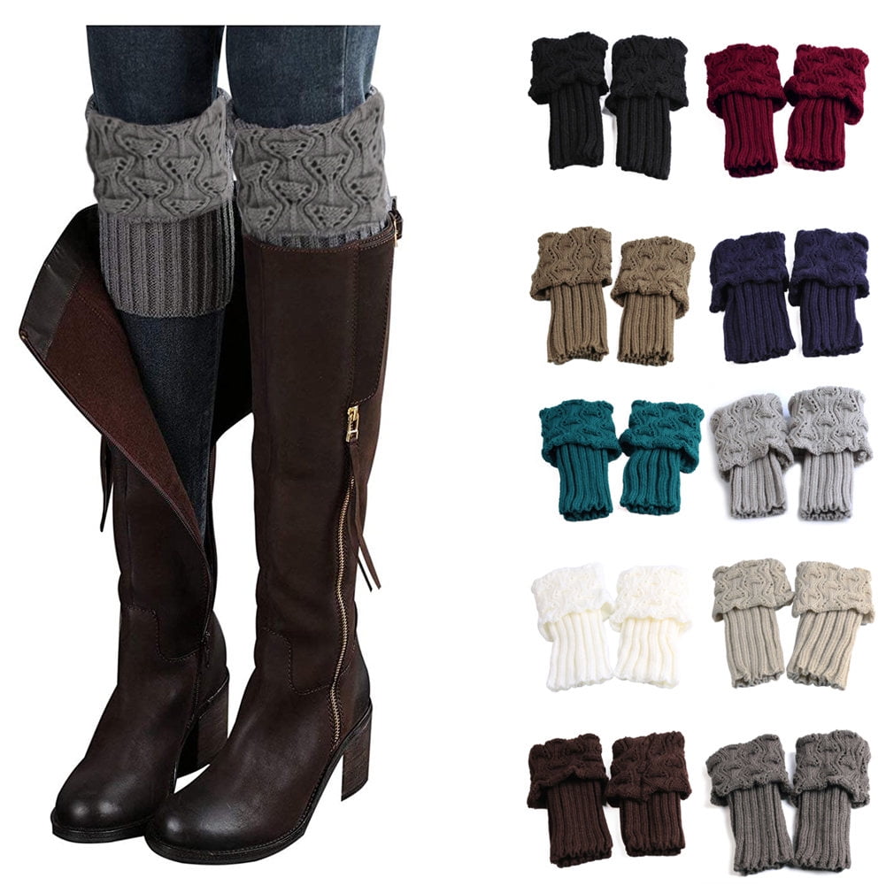 Sunjoy Tech 1 Pair Womens Short Boots Socks Crochet Knitted Boot Cuffs ...