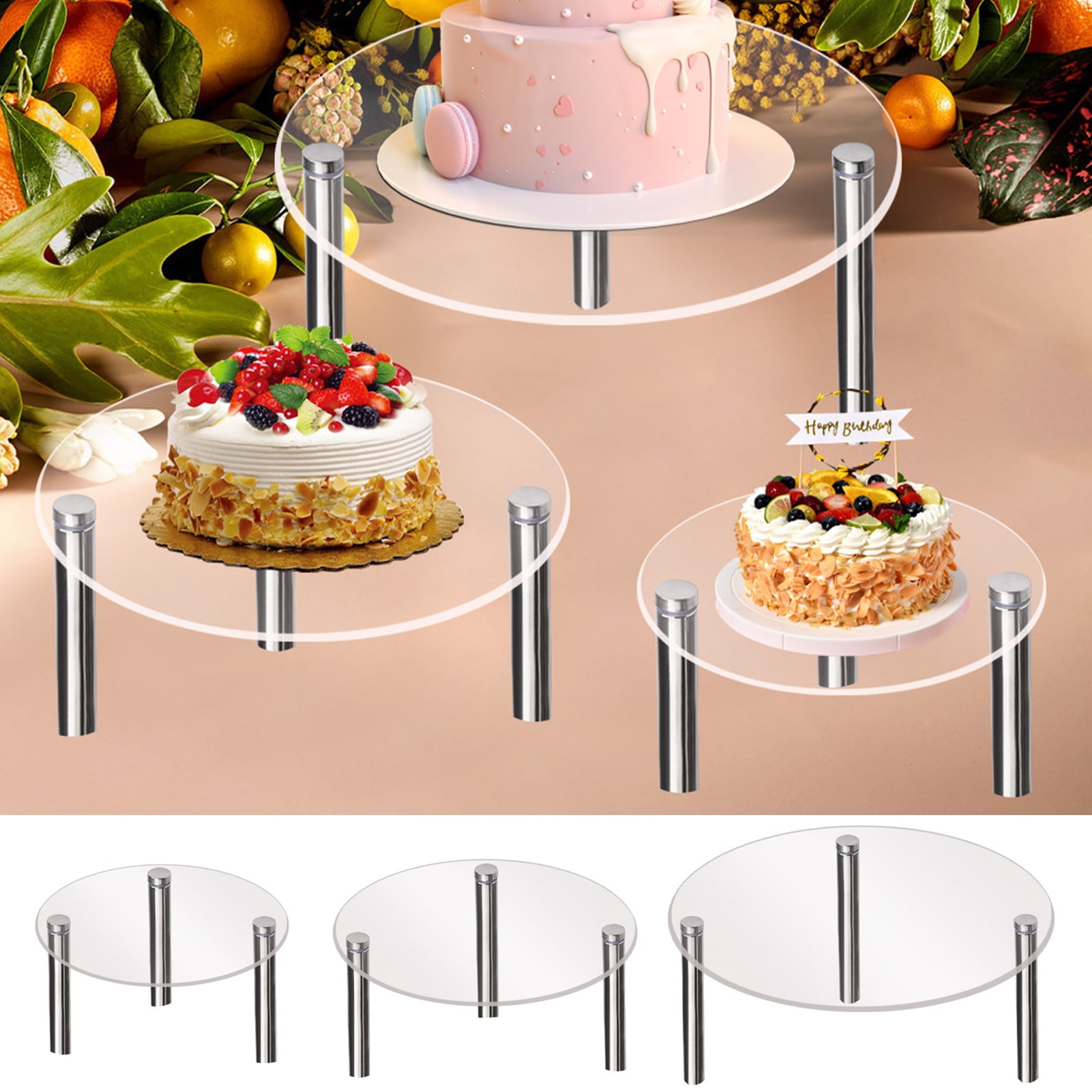 Sunjoy Tech 1 Set Cake Stand Transparent Strong Load-bearing Round ...