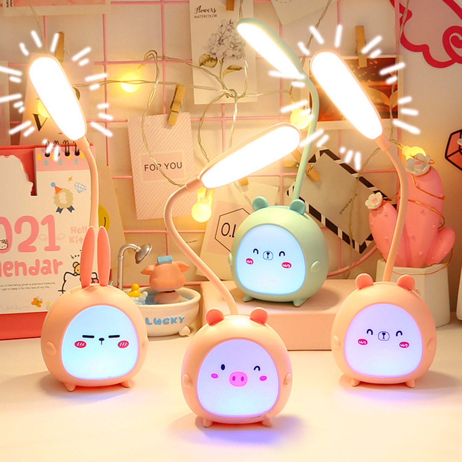 Sunjoy Tech 1 Set Desk Lamp Rechargeable Soft Light Lightweight Cartoon ...
