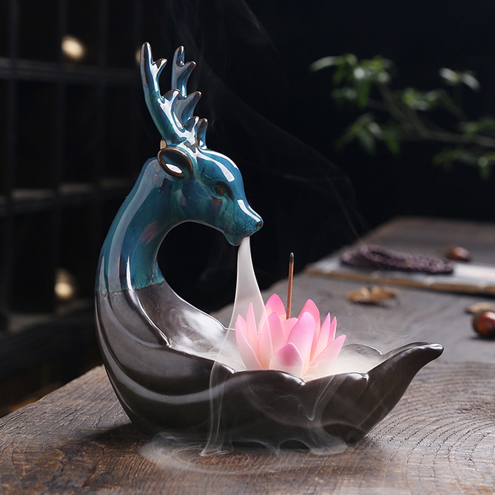 Sunjoy Tech 1 Set Incense Burner Decorative Ceramic Fawn Lotus ...