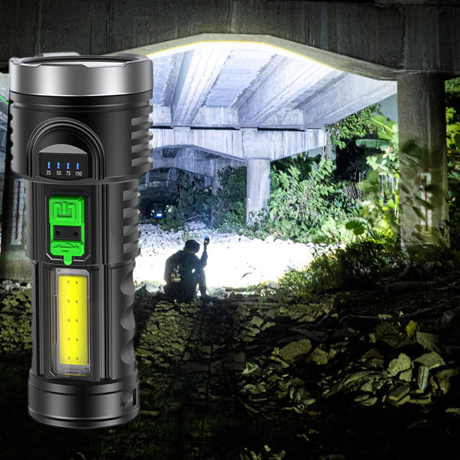 Sunjoy Tech 1 Set Outdoor Flashlight Ultra-Bright Waterproof 4 Lighting ...