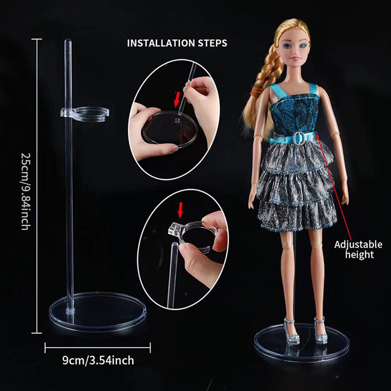 Sunjoy Tech 10 Pcs Acrylic Doll Stands Adjustable Waist Clip ...