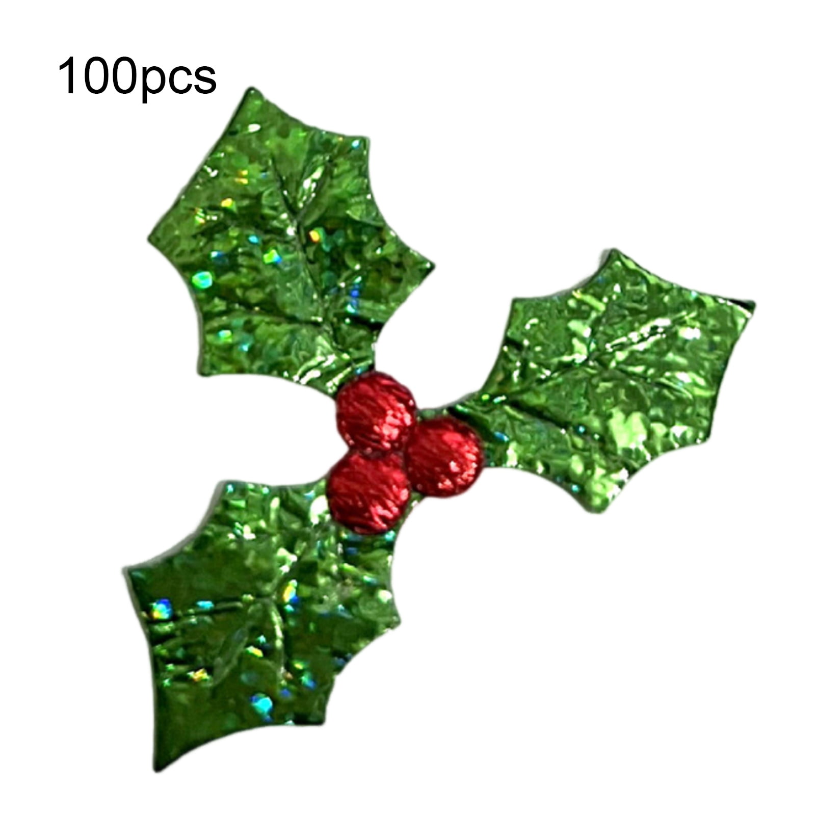 Sunjoy Tech 100Pcs Christmas Holly Leaves Mini Triple Artificial Leaf ...