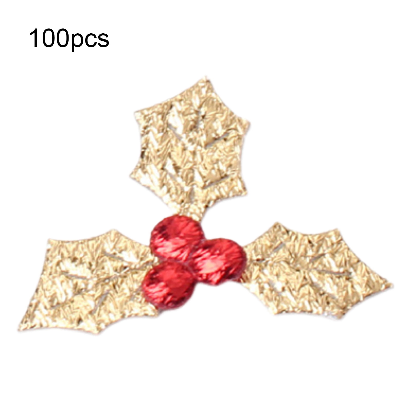 Sunjoy Tech 100Pcs Christmas Holly Leaves Mini Triple Artificial Leaf ...
