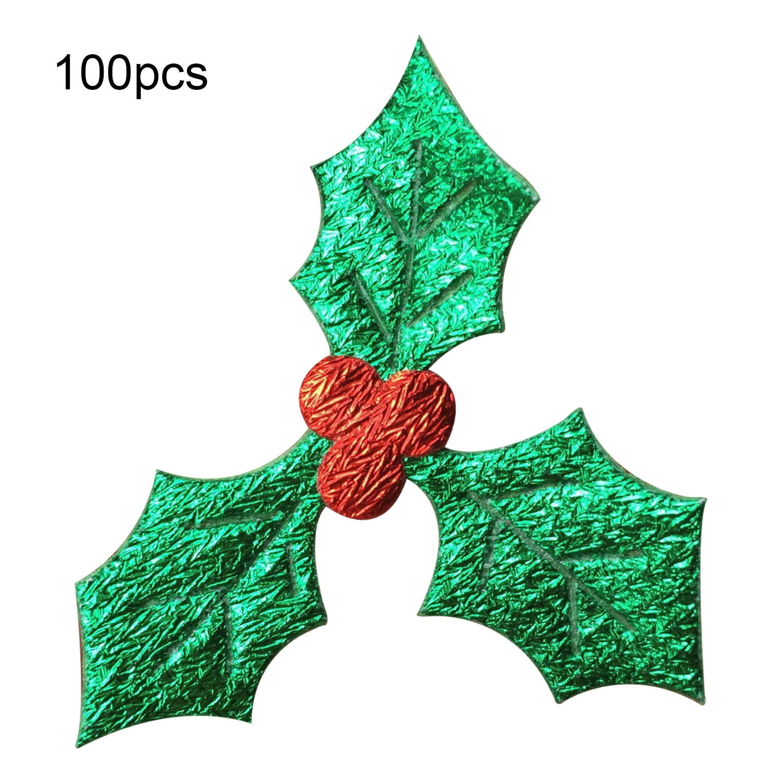 Sunjoy Tech 100Pcs Christmas Holly Leaves Mini Triple Artificial Leaf ...