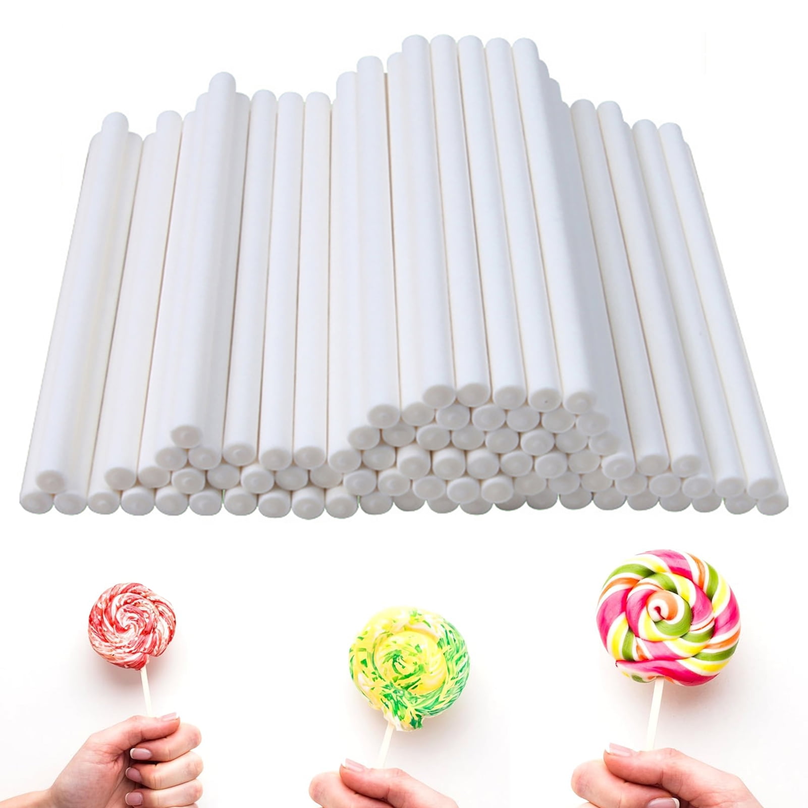 Sunjoy Tech 100Pcs Lollipop Stick Versatile Candy Paper Sticks DIY Cake ...