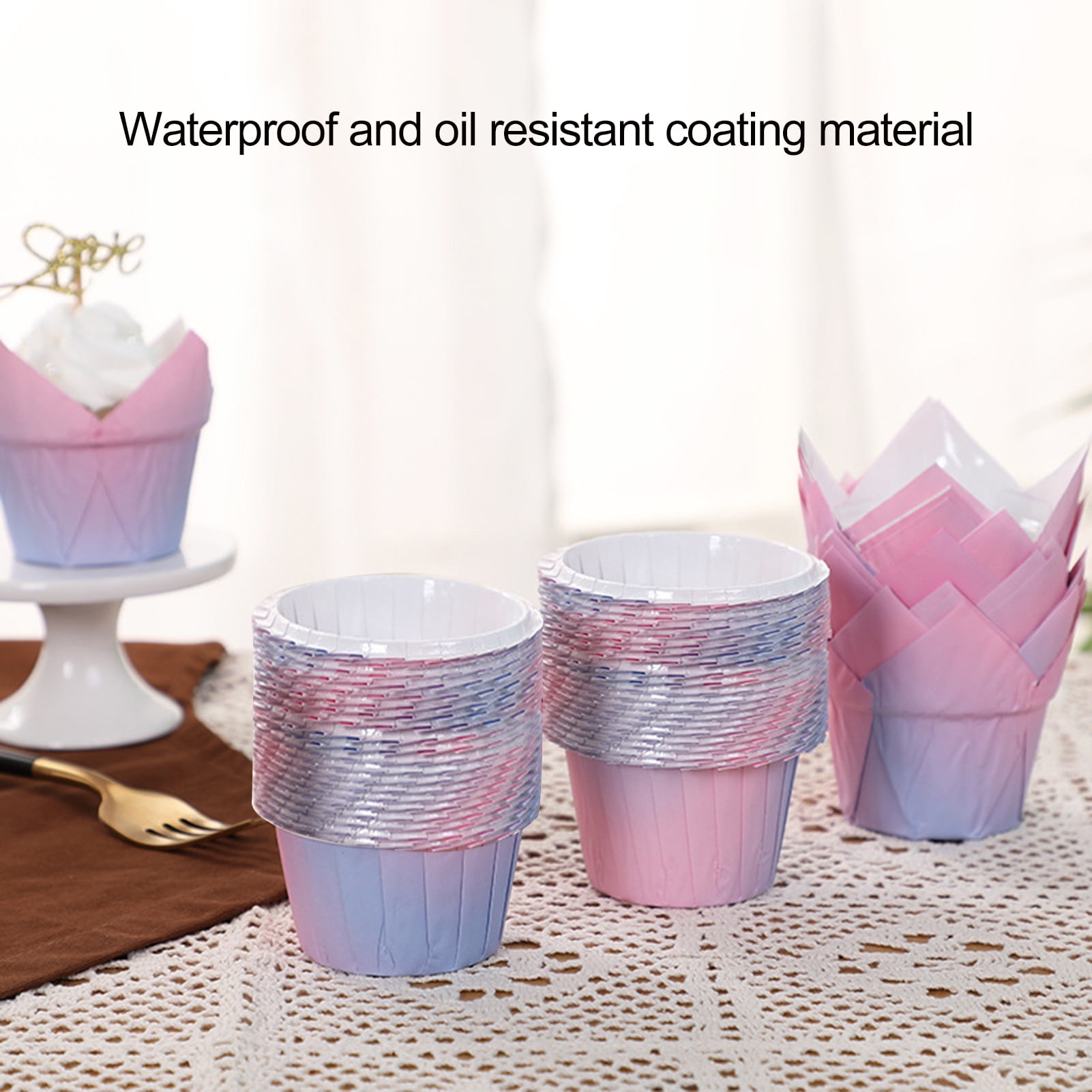 Sunjoy Tech 100Pcs Muffin Cup Lightweight Gradient Colors Cake Baking ...