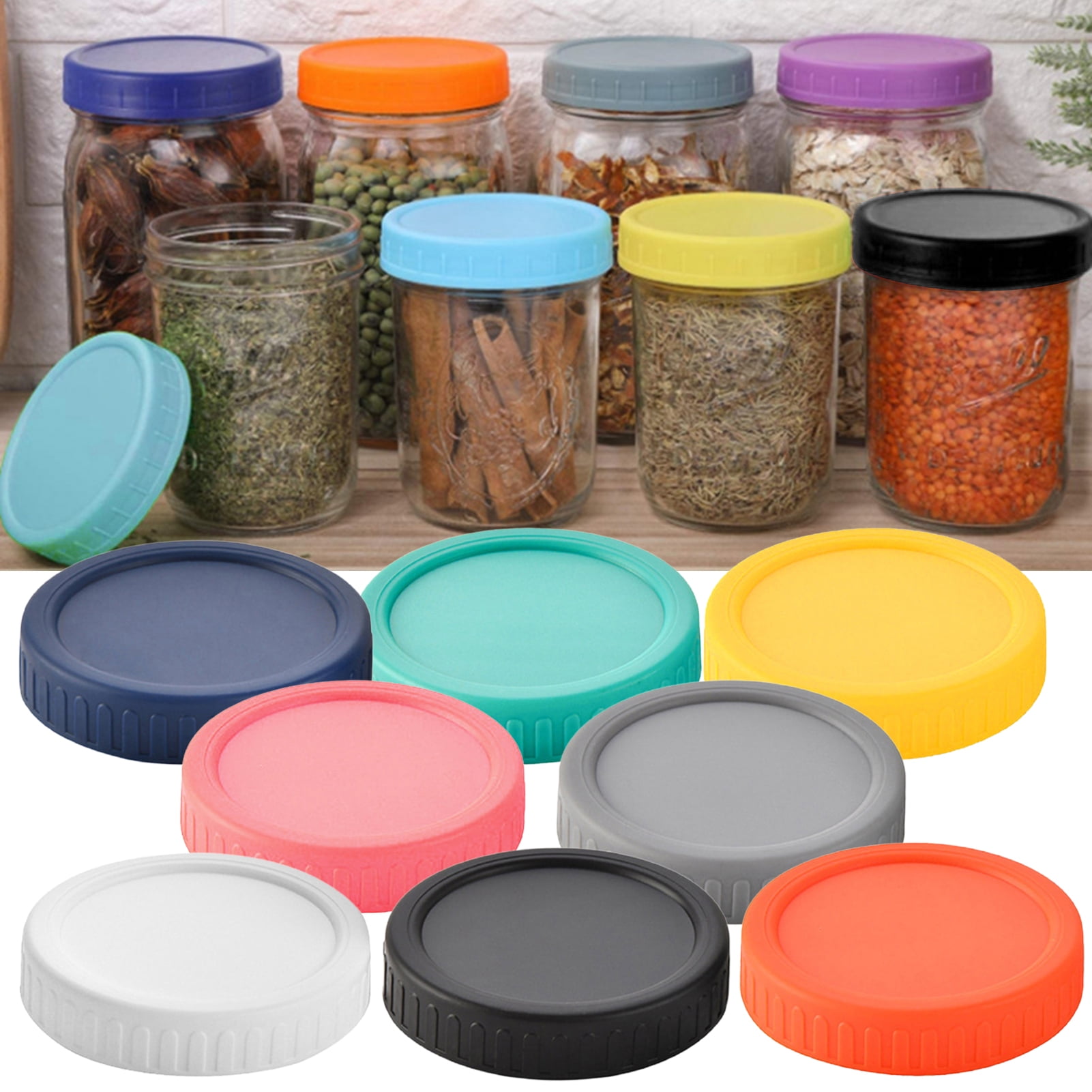 Sunjoy Tech 10Pcs 86MM Wide Mouth Jar Lid Airtight Food Grade BPA Free ...