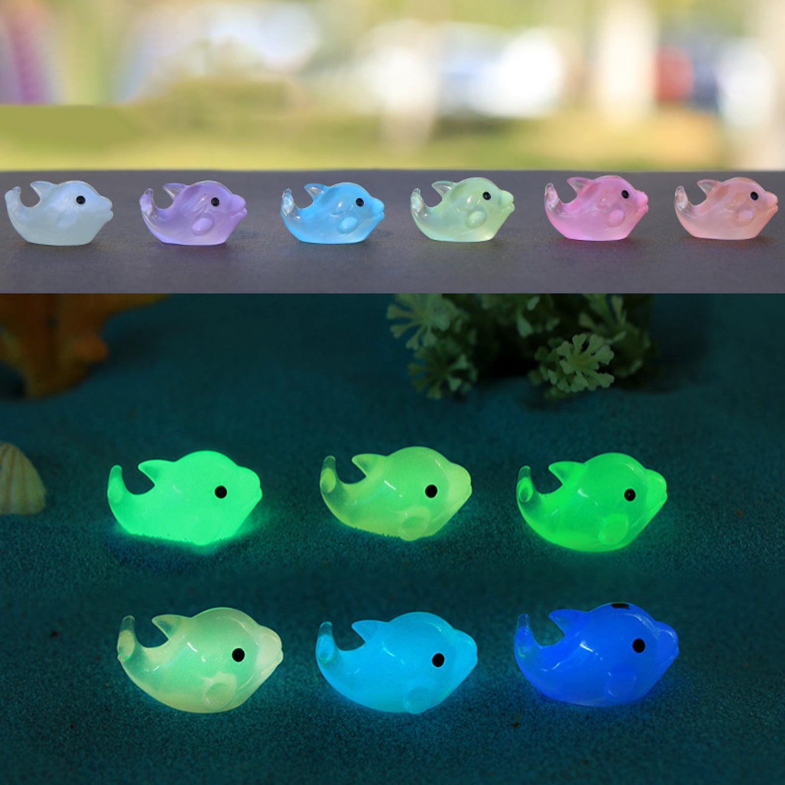 Sunjoy Tech 10Pcs Dolphin Ornament Luminous Resin Moss Micro-landscape ...