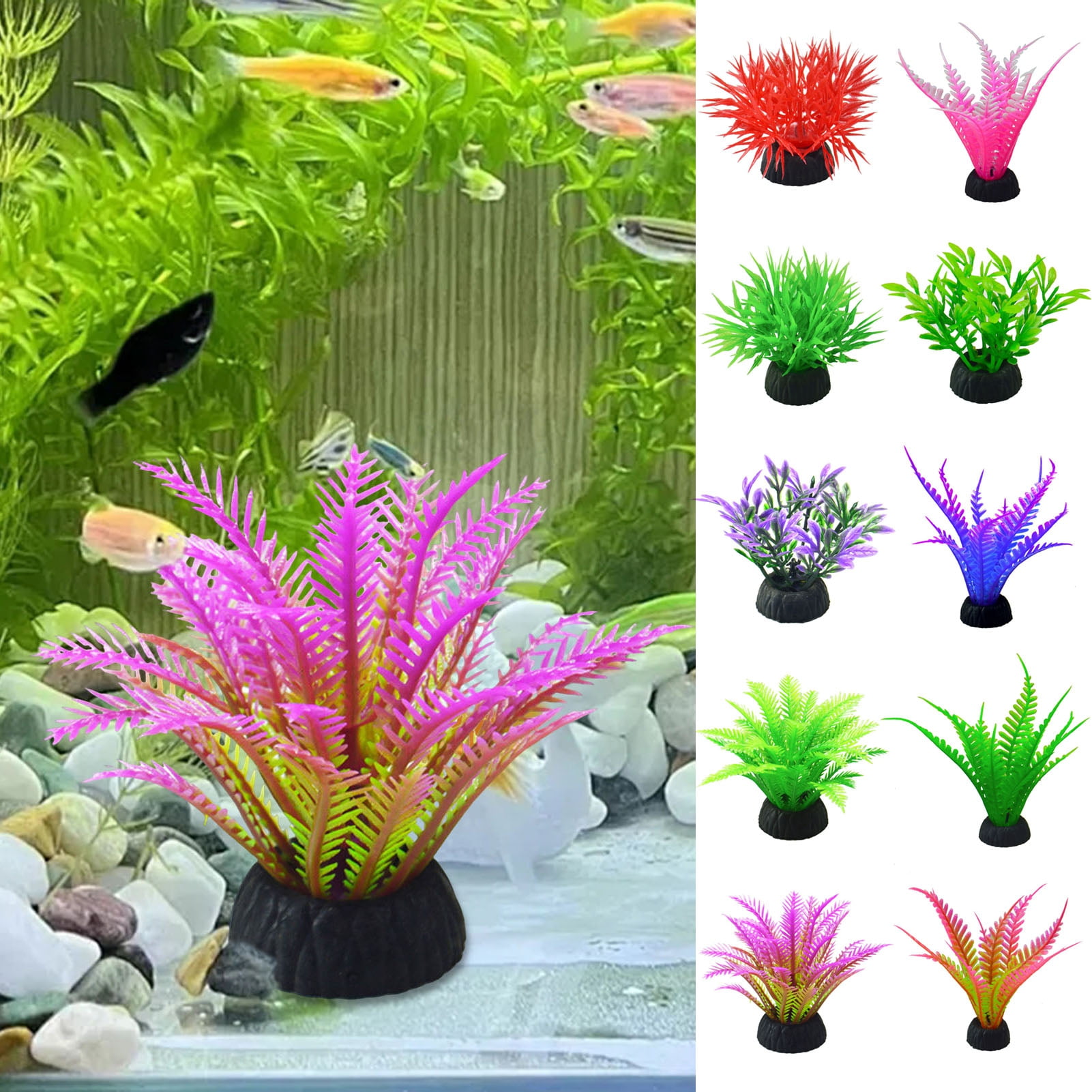 Sunjoy Tech 10Pcs Plastic Hydroponic Grass,Simulated Plants Aquarium ...