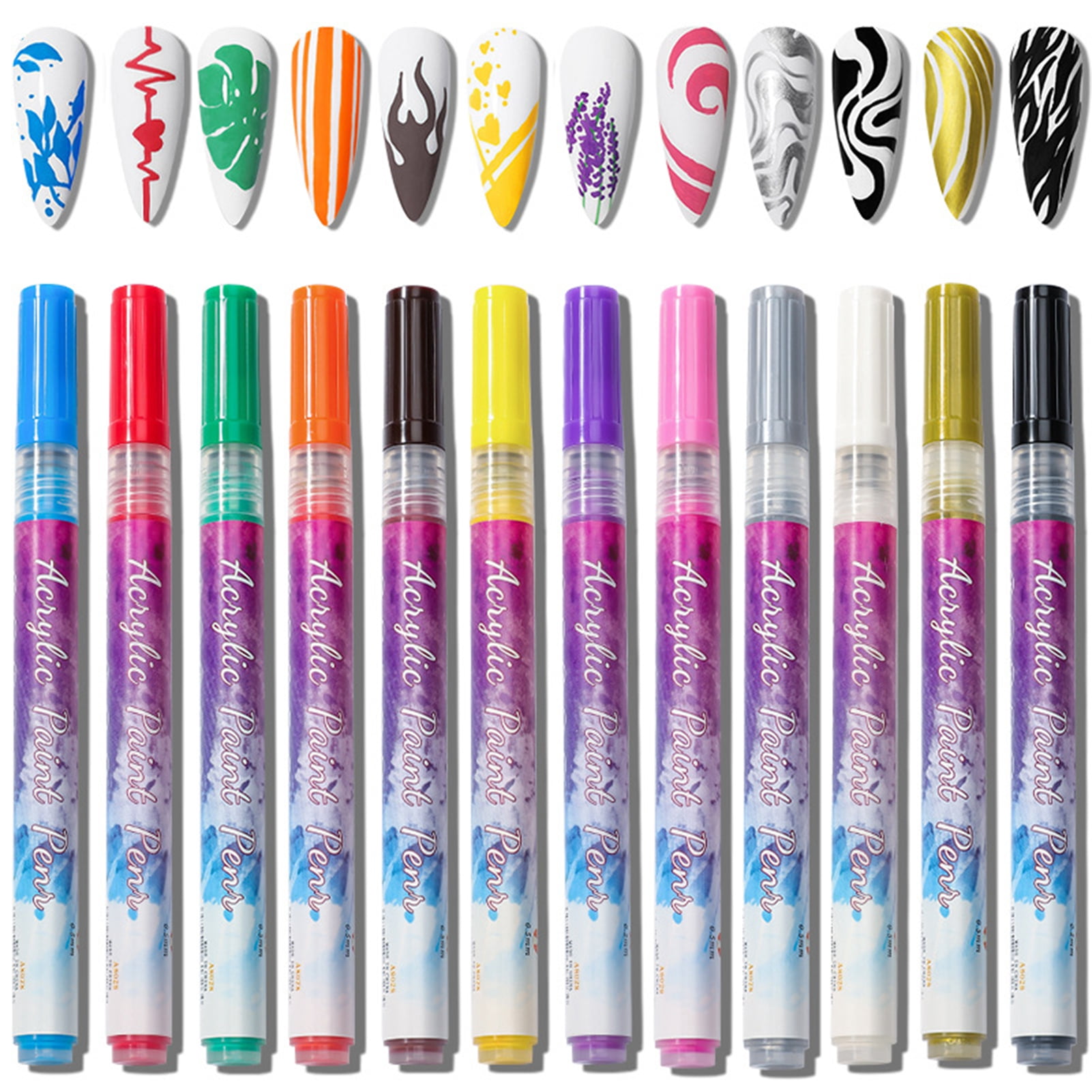 Sunjoy Tech 12 Pcs Nail Pen Nail Art Graffiti Pen Waterproof Nail ...