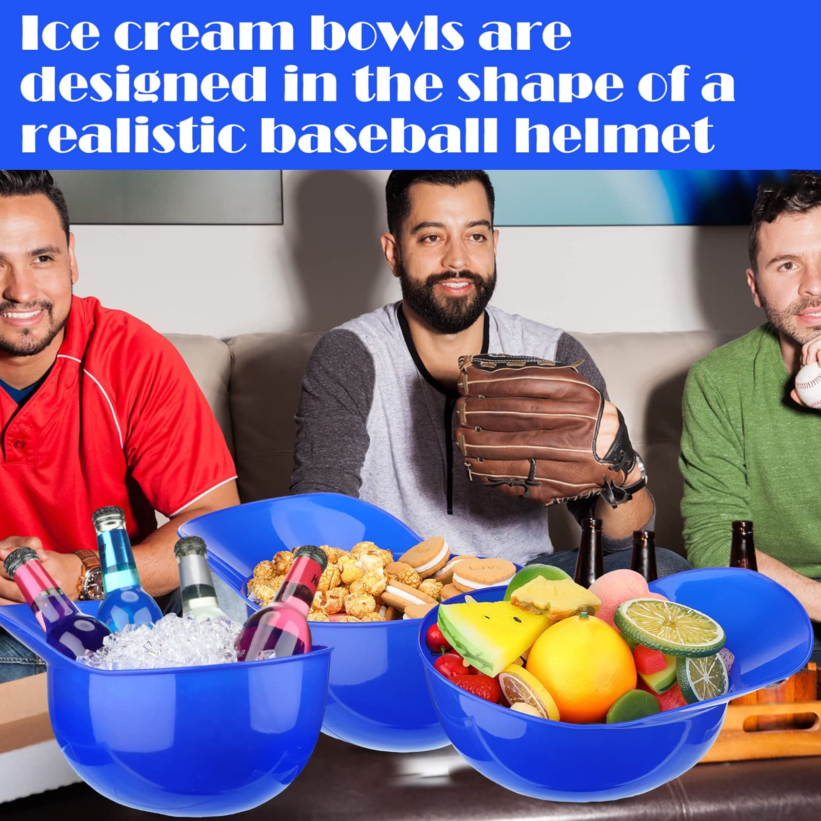 Sunjoy Tech 12 Sets Baseball Helmet Ice Cream Bowls with Spoons ...