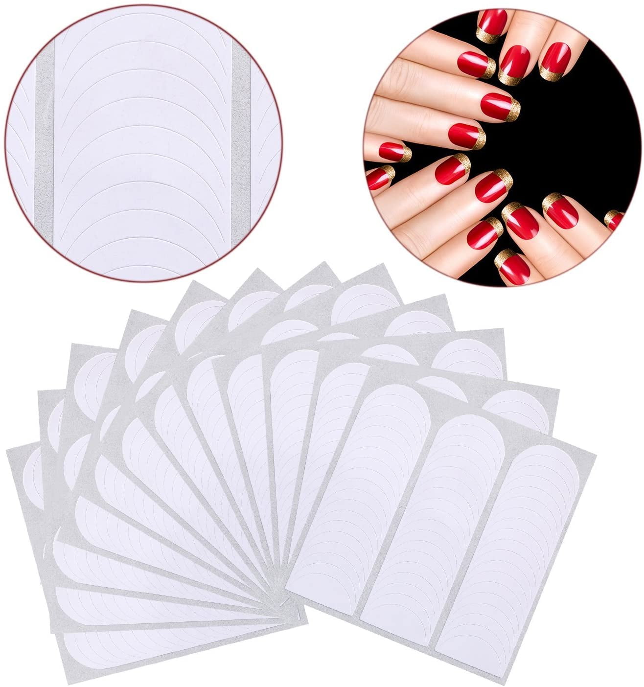 Sunjoy Tech 15 Sheet French Manicure Nail Art Stickers Strips, Self ...