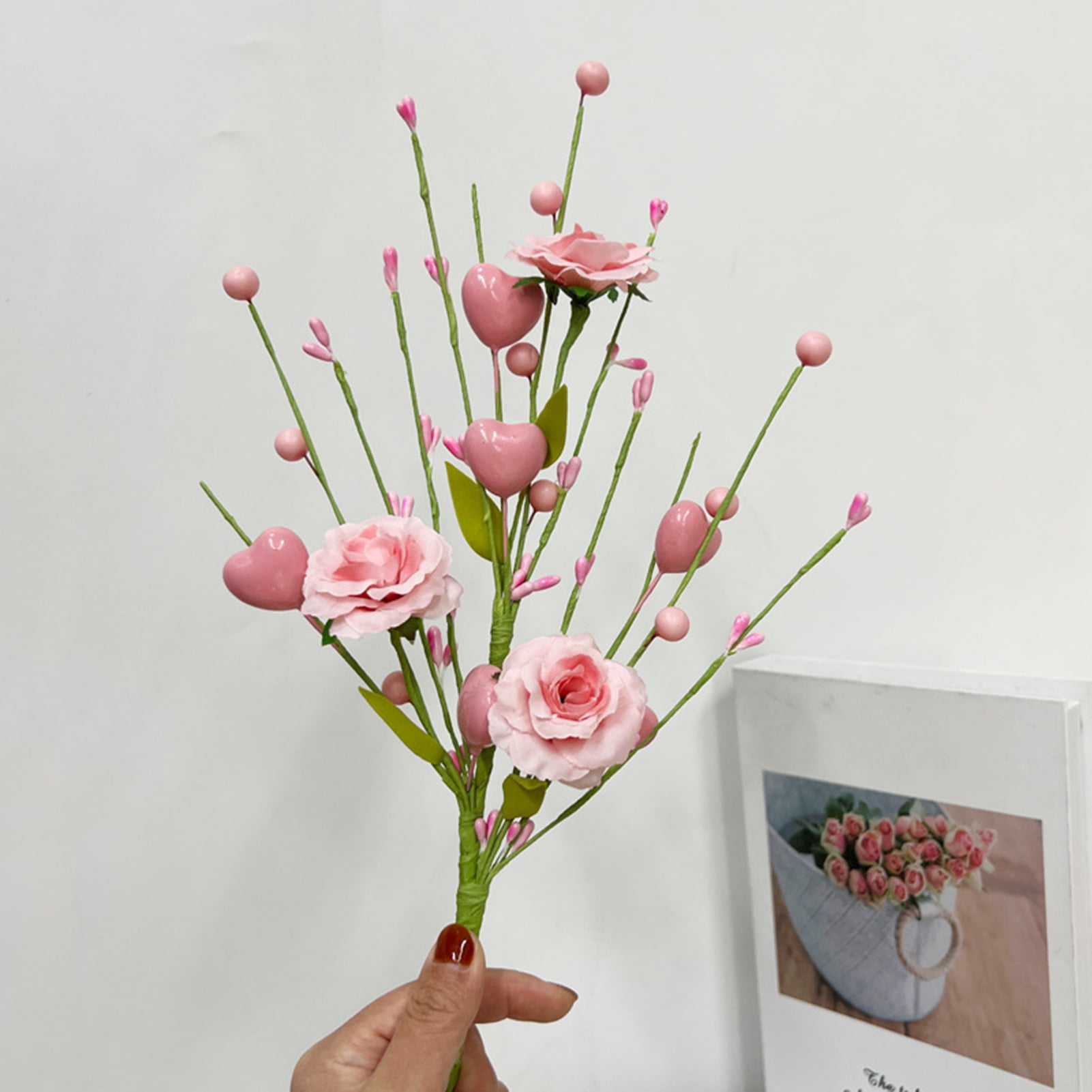 Sunjoy Tech 17.8" Artificial Flowers Stem Heart Shaped Berry Twig Pick ...
