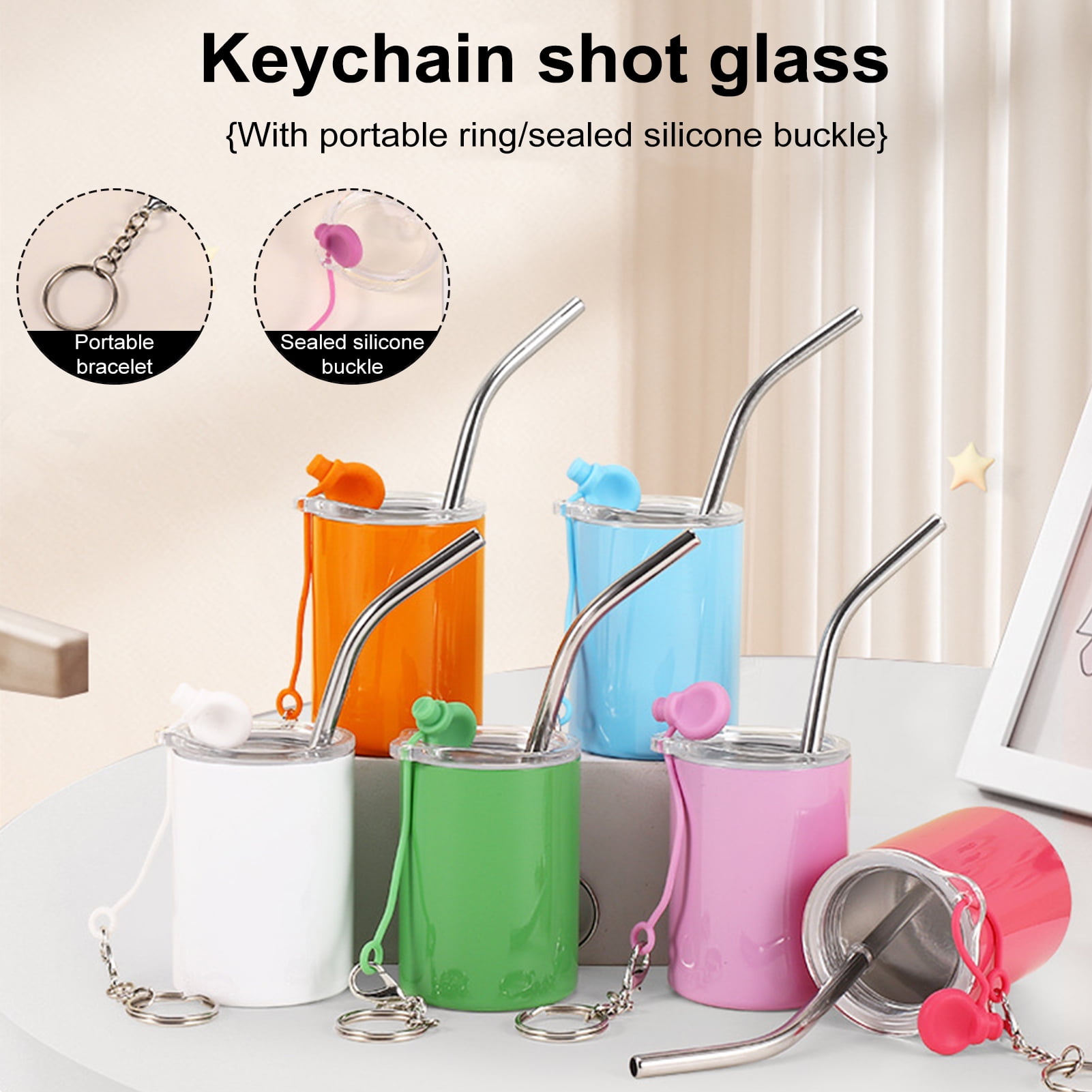 Sunjoy Tech 2-3Oz Mini Stainless Steel Water Cup with Straw Lid ...