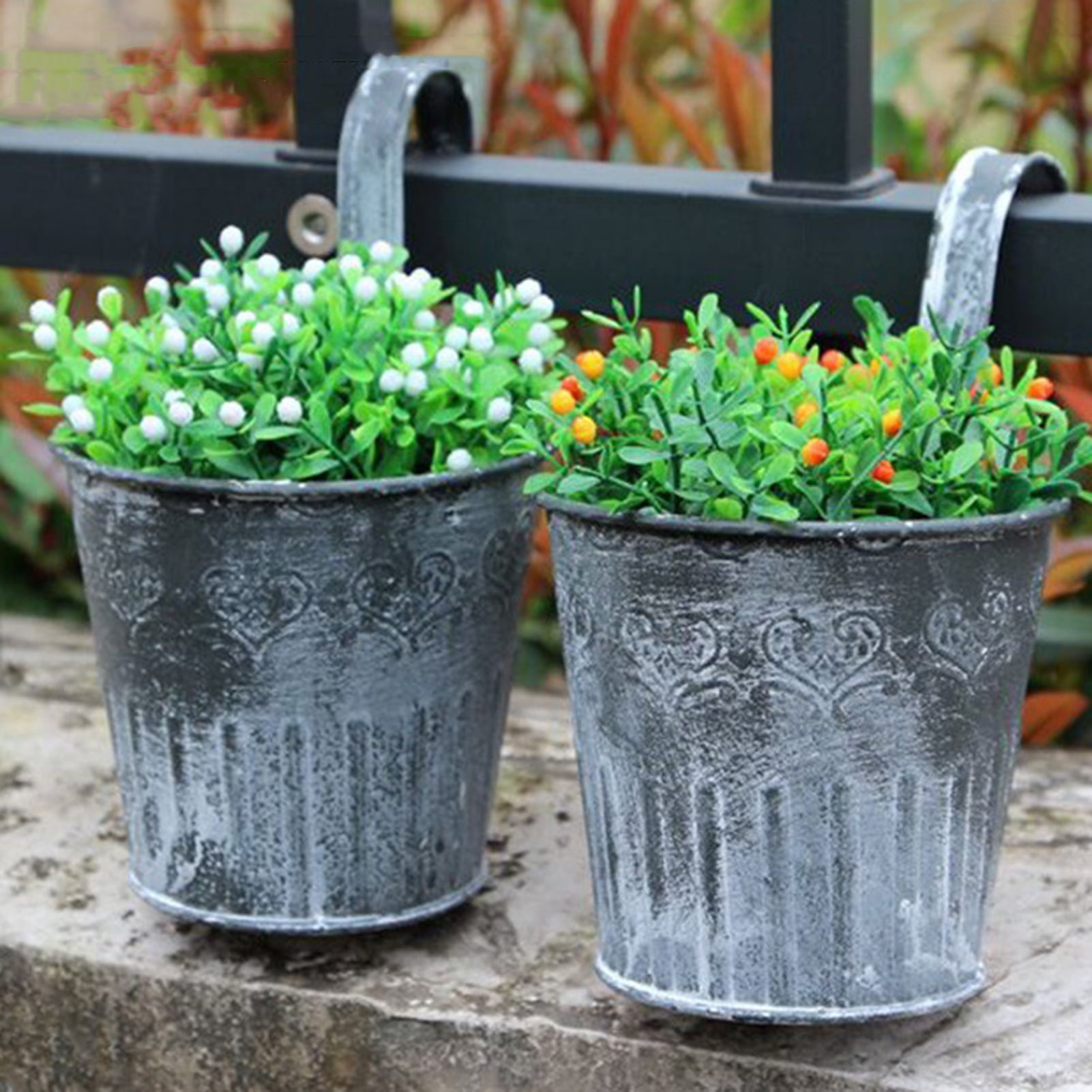 Sunjoy Pcs Tin Flower Pots Large Capacity Cultivate Deep Old Style ...