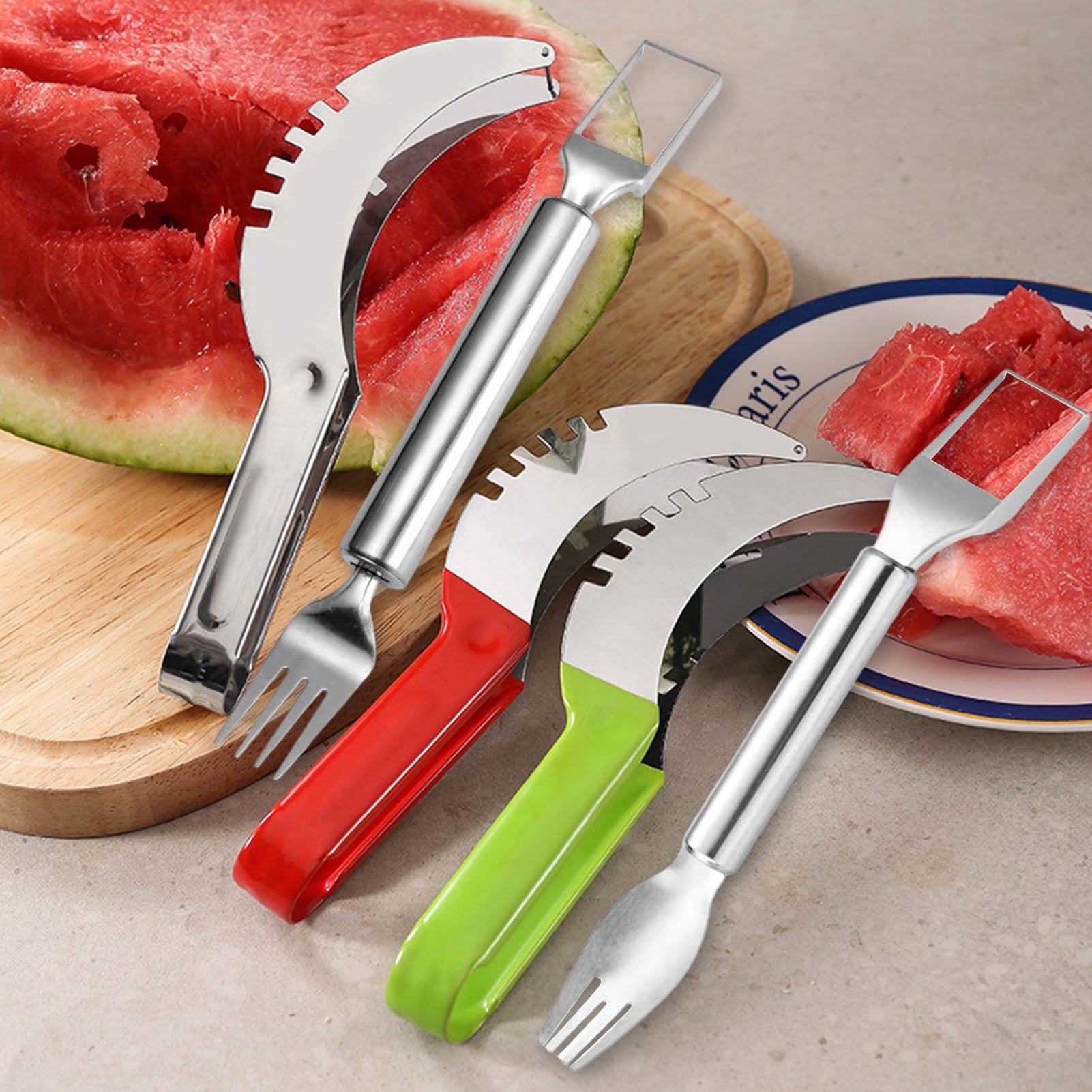 Sunjoy Tech 2 in 1 Watermelon Cutter Stainless Steel Effortless Fork ...