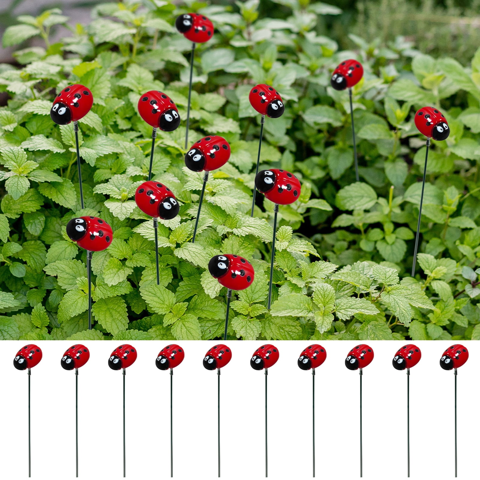 Sunjoy Tech 20 Pcs Garden Ladybugs Decorations Vibrant Striped Fake ...