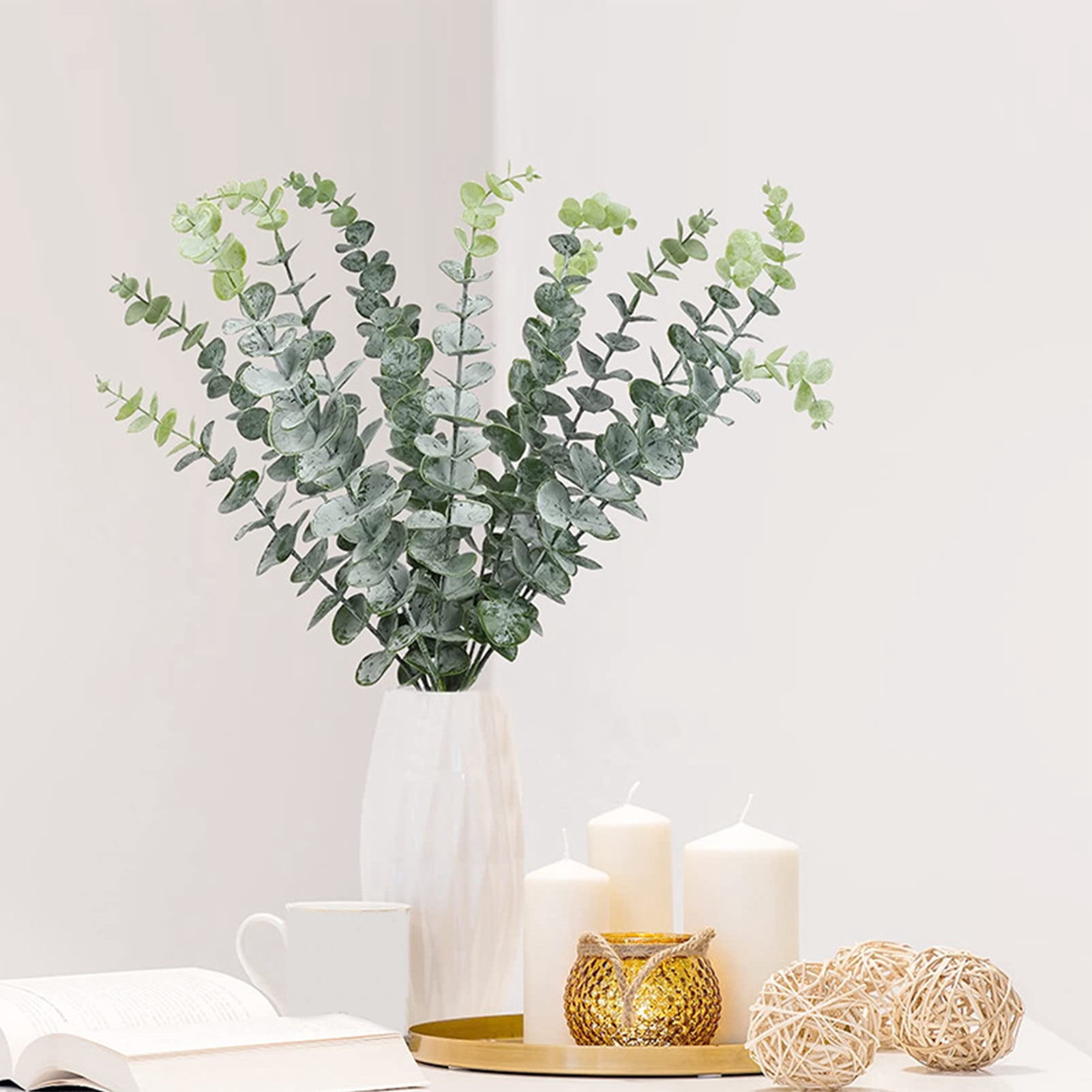 Sunjoy Tech 20Pcs Artificial Plant Reusable Simulation Eucalyptus Stems ...