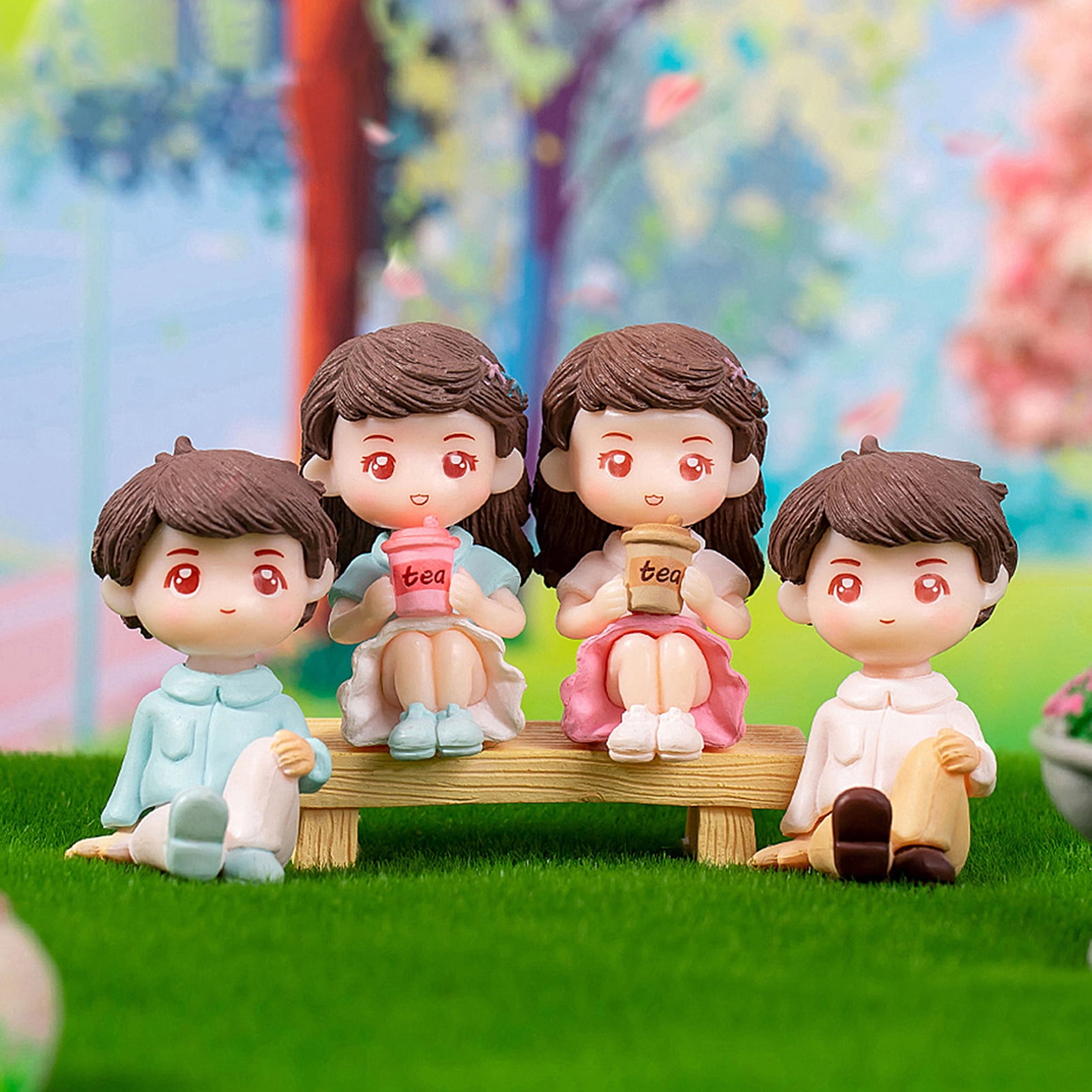 Sunjoy Tech 2Pcs Adorable Cartoon Couple Ornaments Figurines Lovely ...