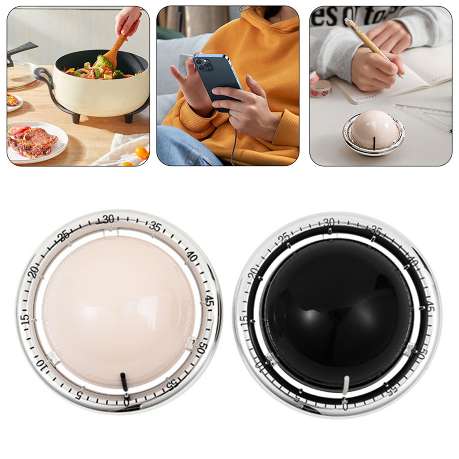 Sunjoy Tech 2Pcs Kitchen Timer Loud Ringing Electroplated Dial Magnetic ...