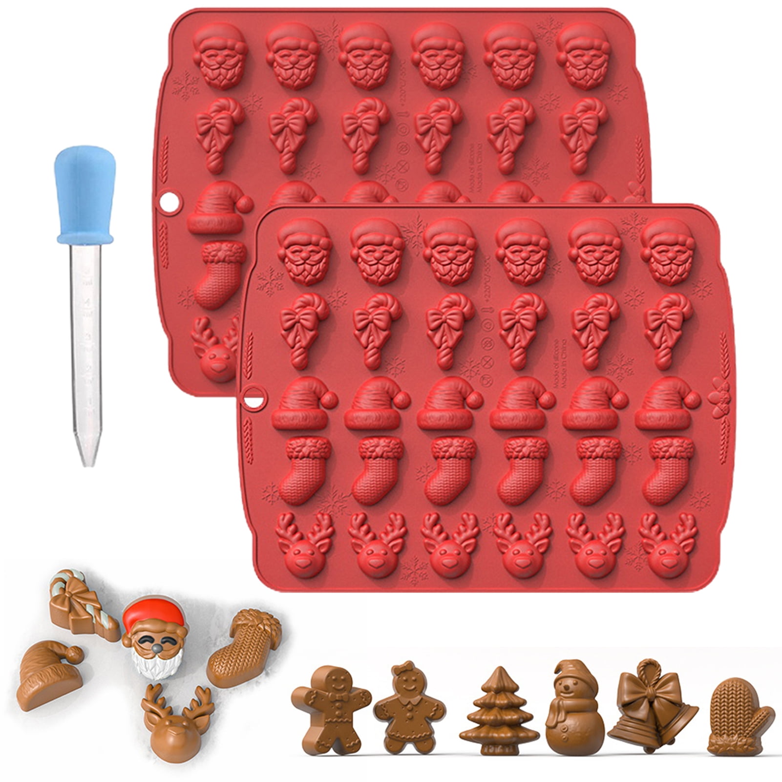 Sunjoy Tech 2Pcs Mini Christmas Cookie Molds Reusable Soft Non-Stick ...