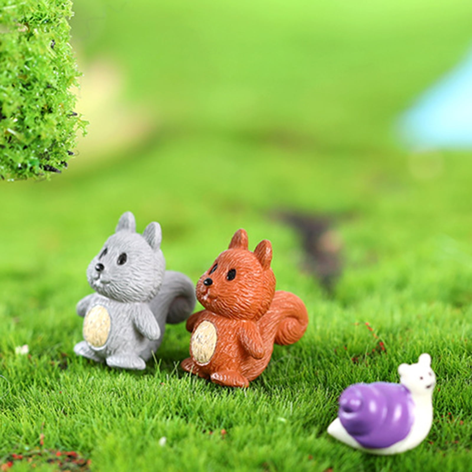 Sunjoy Tech 2Pcs Squirrel Figurines Lovely Handmade DIY Craft Plastic ...