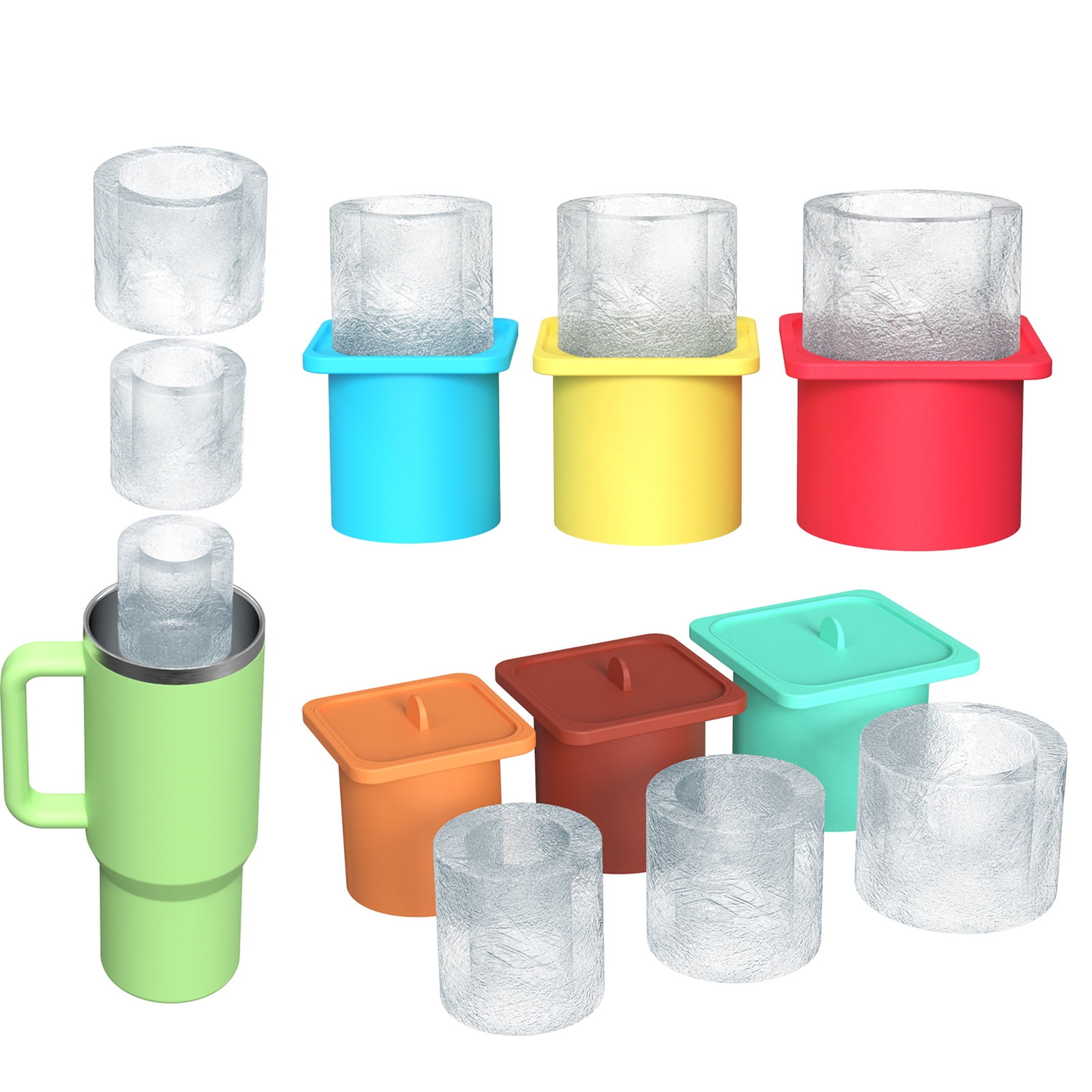 Sunjoy Tech 3 Pcs Silicone Ice Cube Tray for Tumbler Hollow Cylinder ...