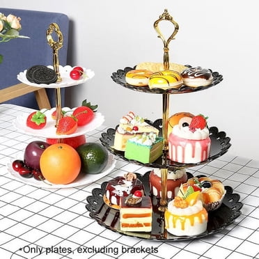 Efavormart 15" White 3-Tier Plastic Cupcake Tray Tower With Gold ...