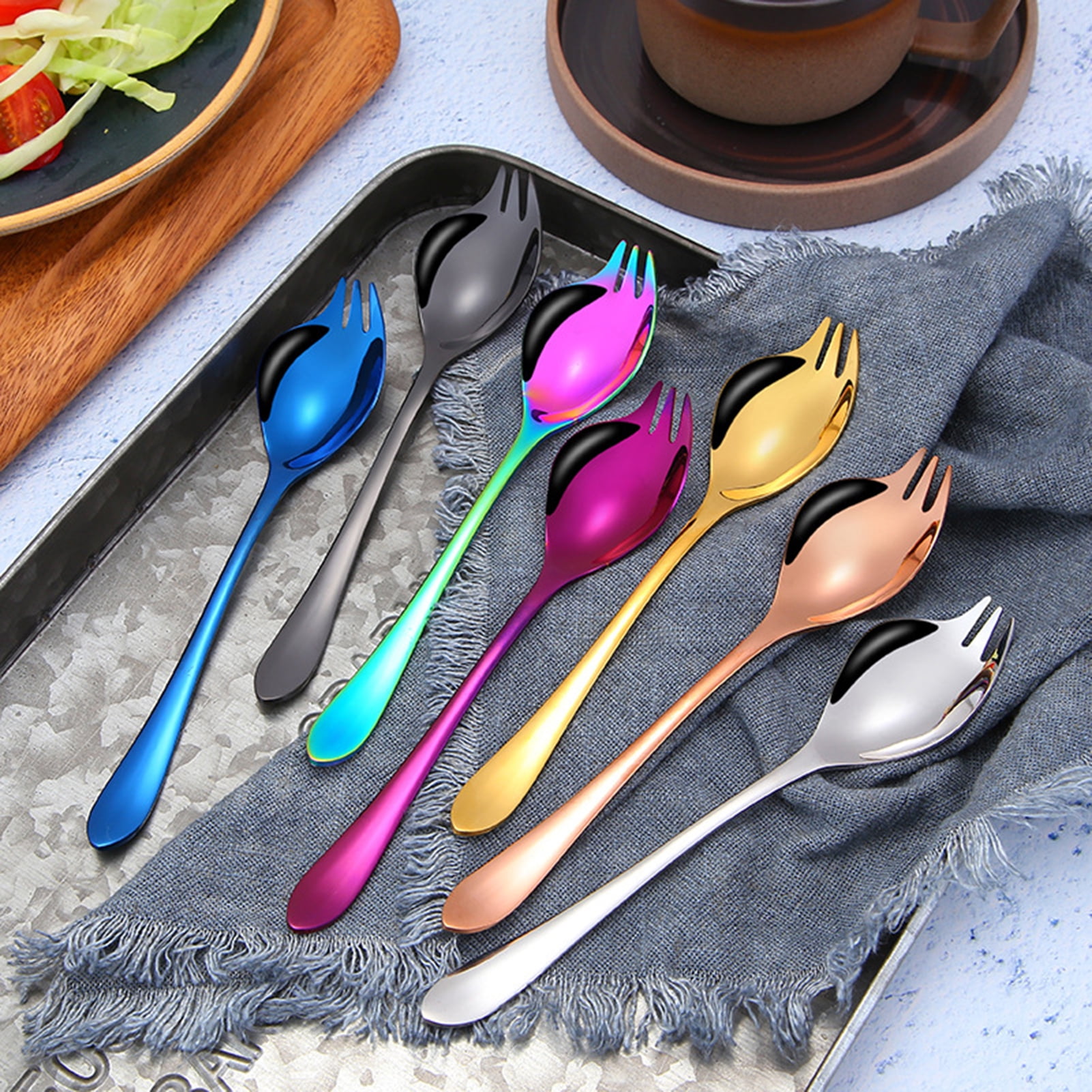 Sunjoy Tech 304 Stainless Steel Fork Spoon Long Handle Mirror Polished ...