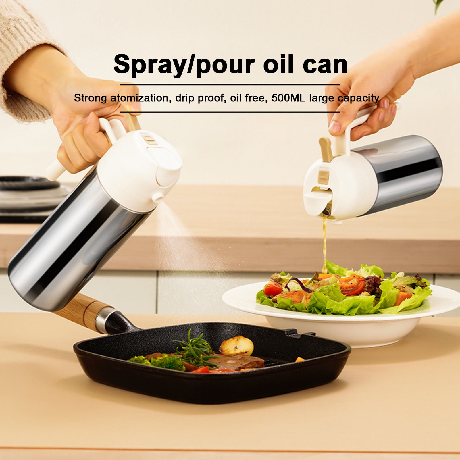 Sunjoy Tech 360/450/500ML Stainless Steel Oil Sprayer Refillable ...