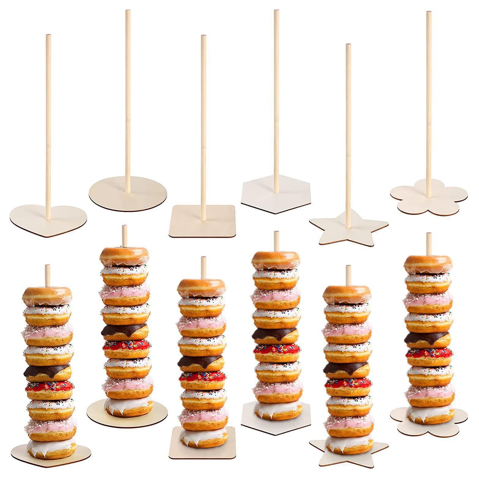 Sunjoy Tech 3PCS Rustic Wood Donut Stand Bar Heart Plum Blossom Shape ...