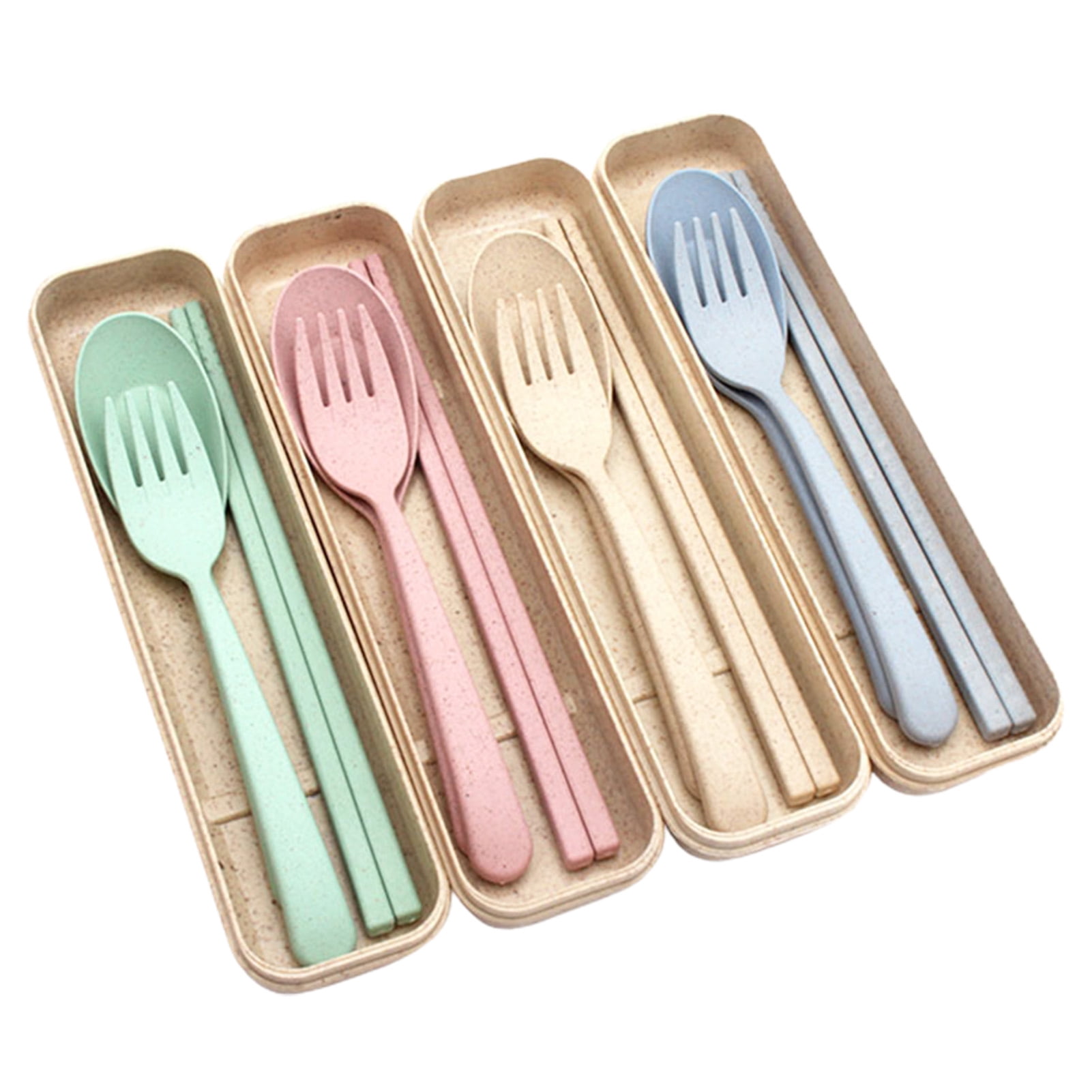 Sunjoy Tech 3Pcs Portable Tableware Set Eco-Friendly Chopsticks Spoon ...