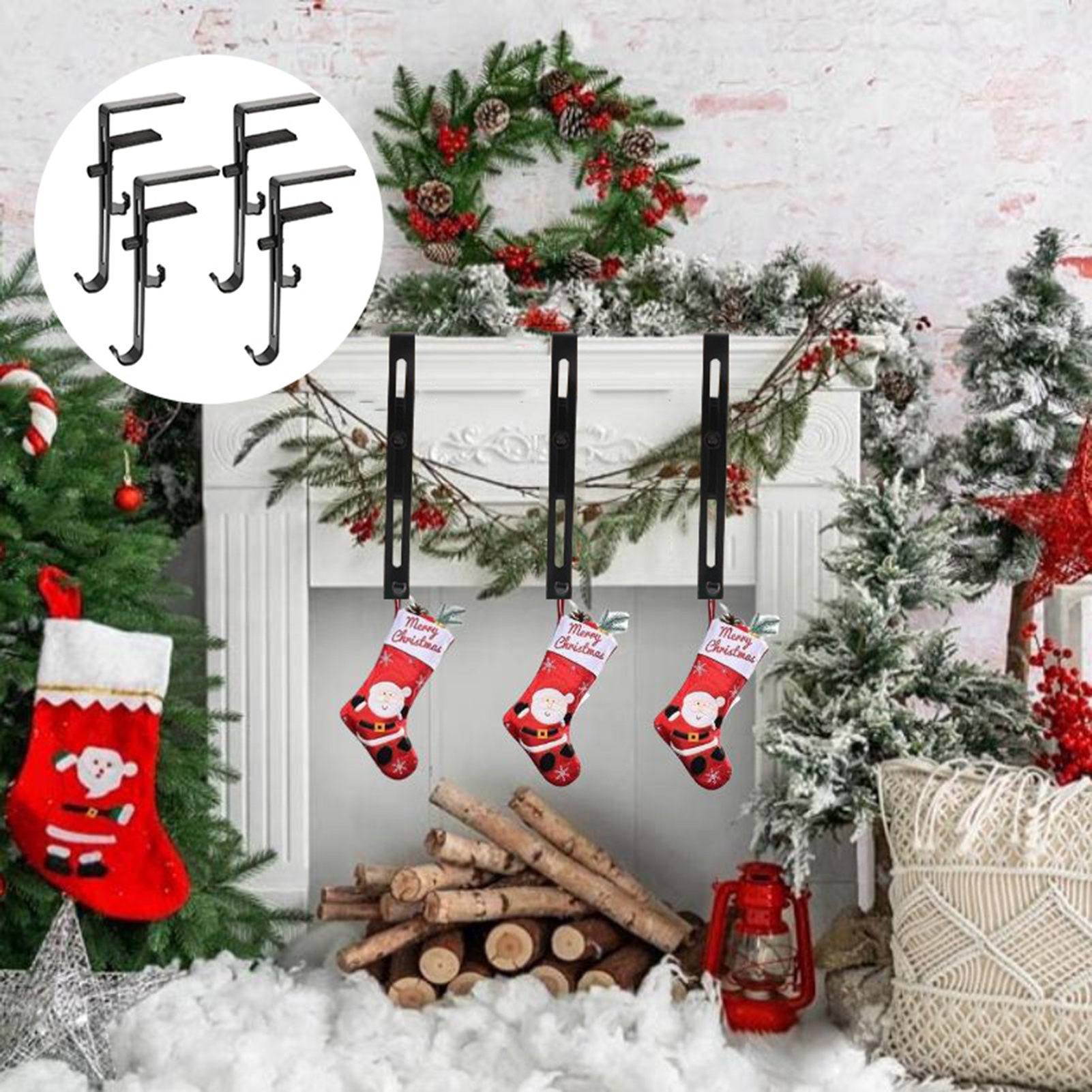 Sunjoy Tech 4/6/8Pcs Christmas Stocking Hook Holder,2-in-1 Adjustable ...