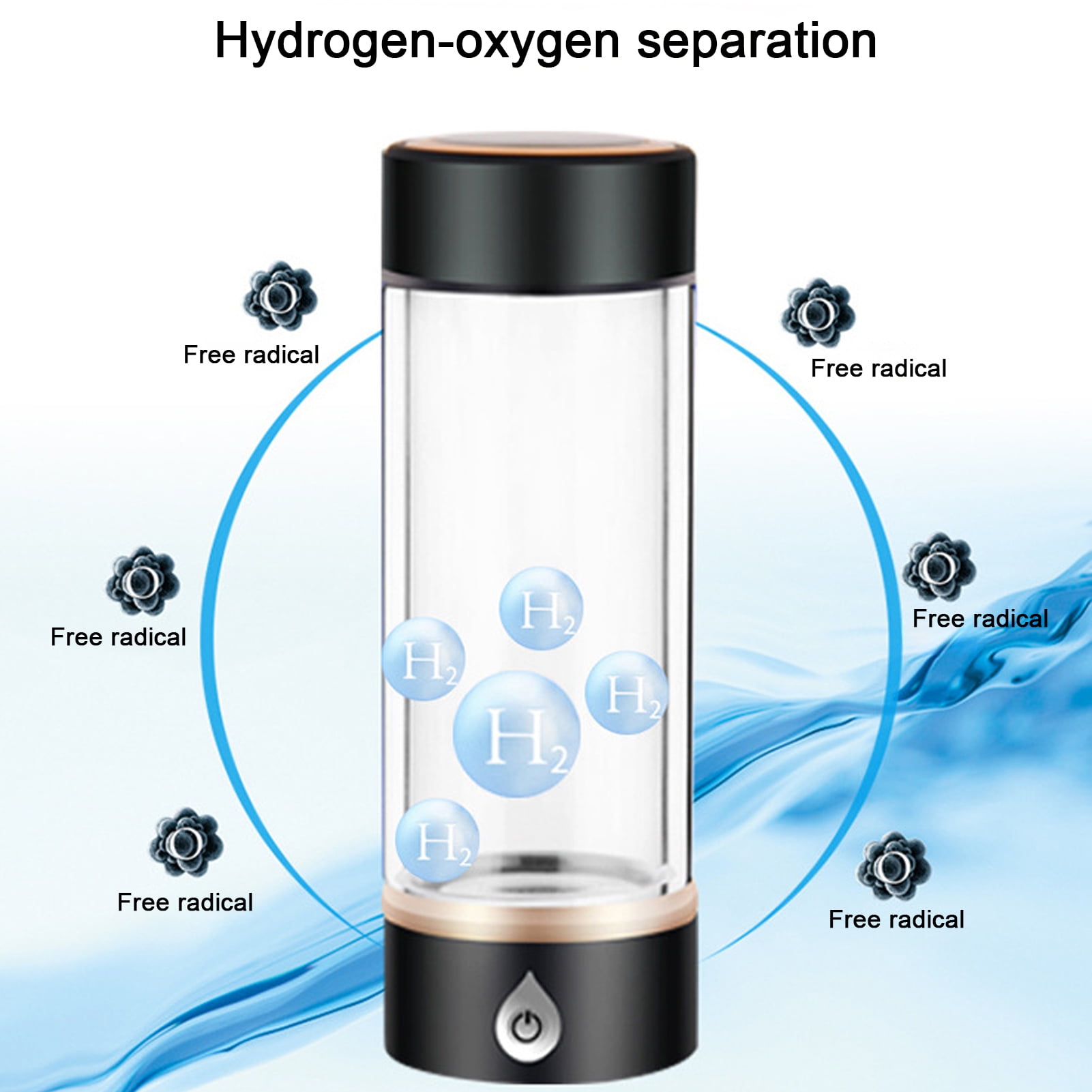 Sunjoy Tech 420ML Water Cup Transparent USB Rechargeable Rapid Electrolysis Hydrogen-rich ...