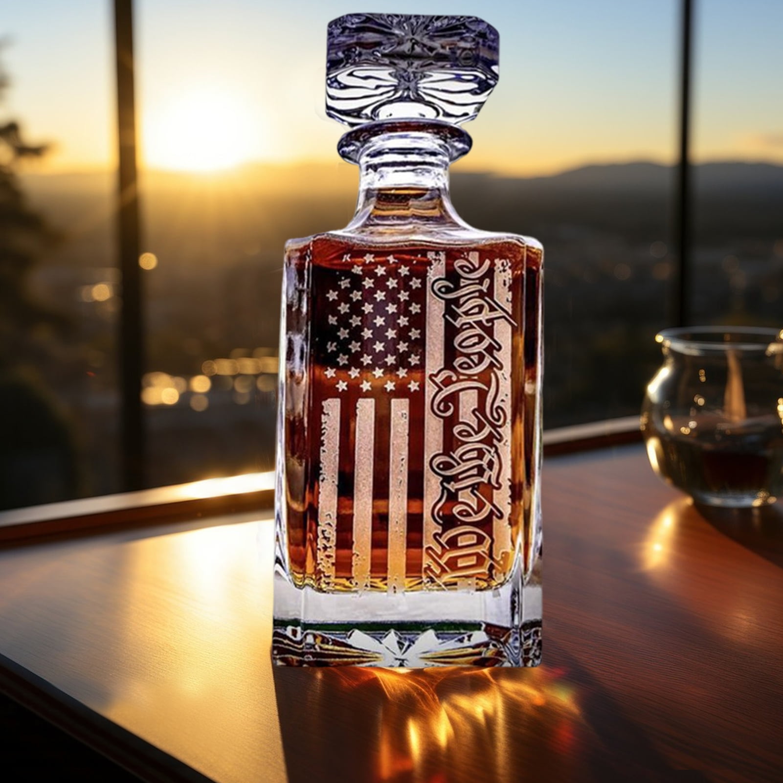 Sunjoy Tech 450ML Whiskey Bottle American Flag Pattern Wine Bottle ...