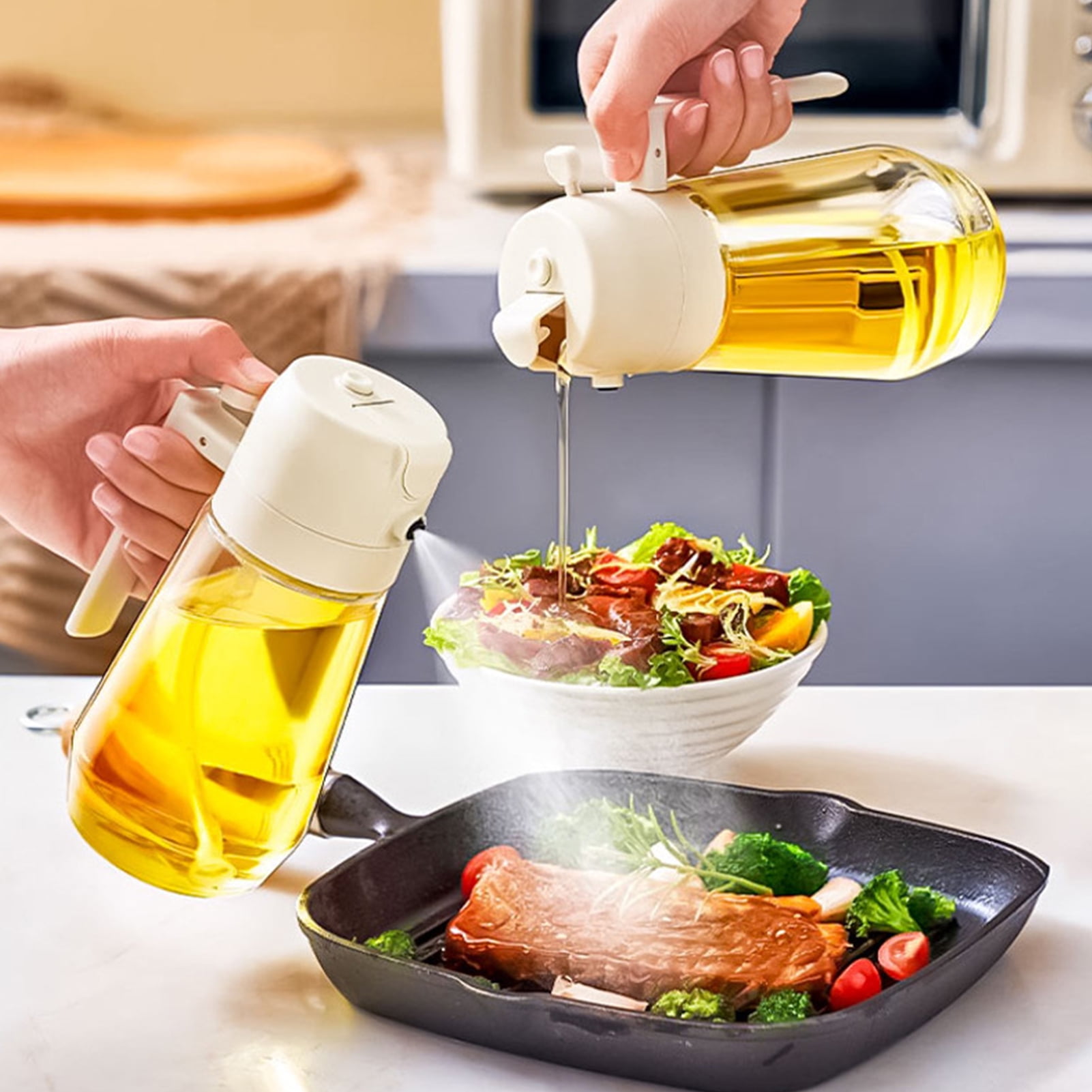 Sunjoy Tech 470ML Glass Oil Dispenser for Kitchen 2-in-1 Olive Oil ...