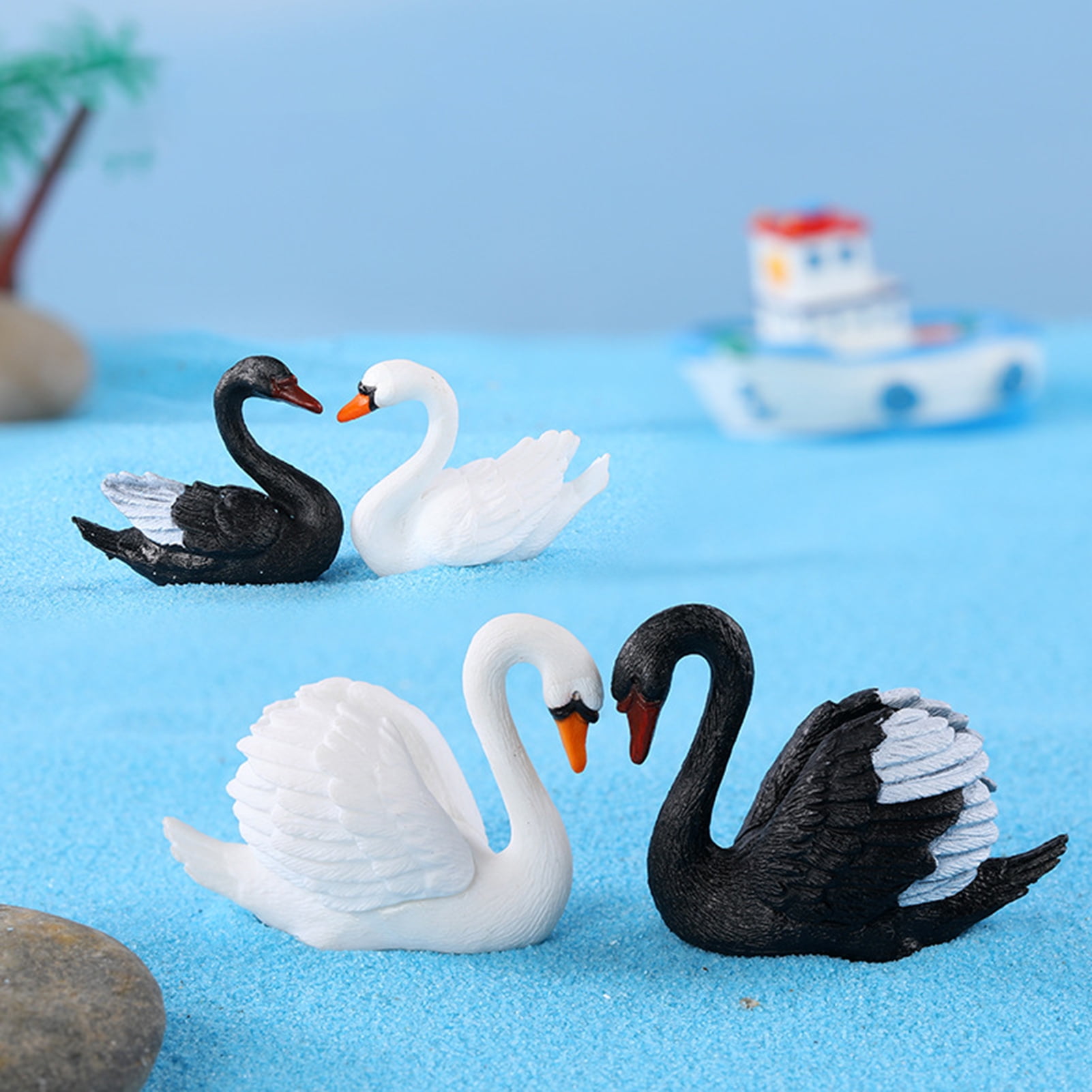 Sunjoy Tech 4Pcs Swan Statues Realistic Looking Non-Fading Vivid ...