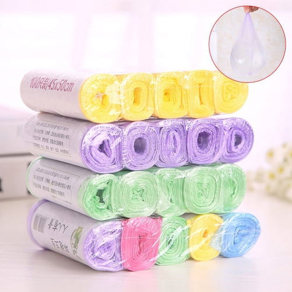 Sunjoy Tech 5 Rolls Trash Bags, Small Disposable Durable Waste Bags 100 ...