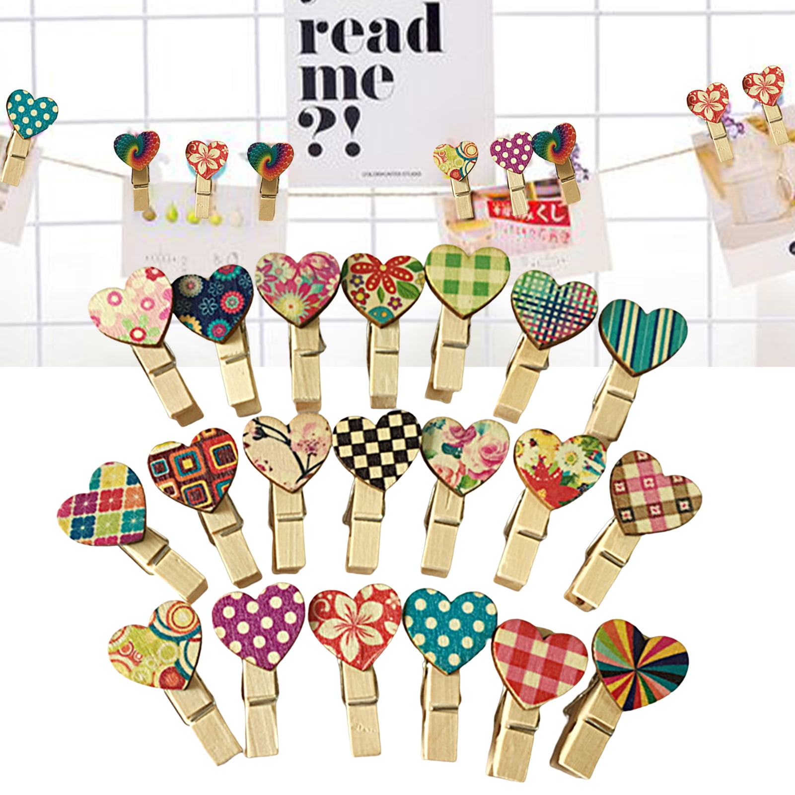 Sunjoy Tech 50Pcs Postcard Clips Cartoon Cute DIY Colorful Love Heart ...