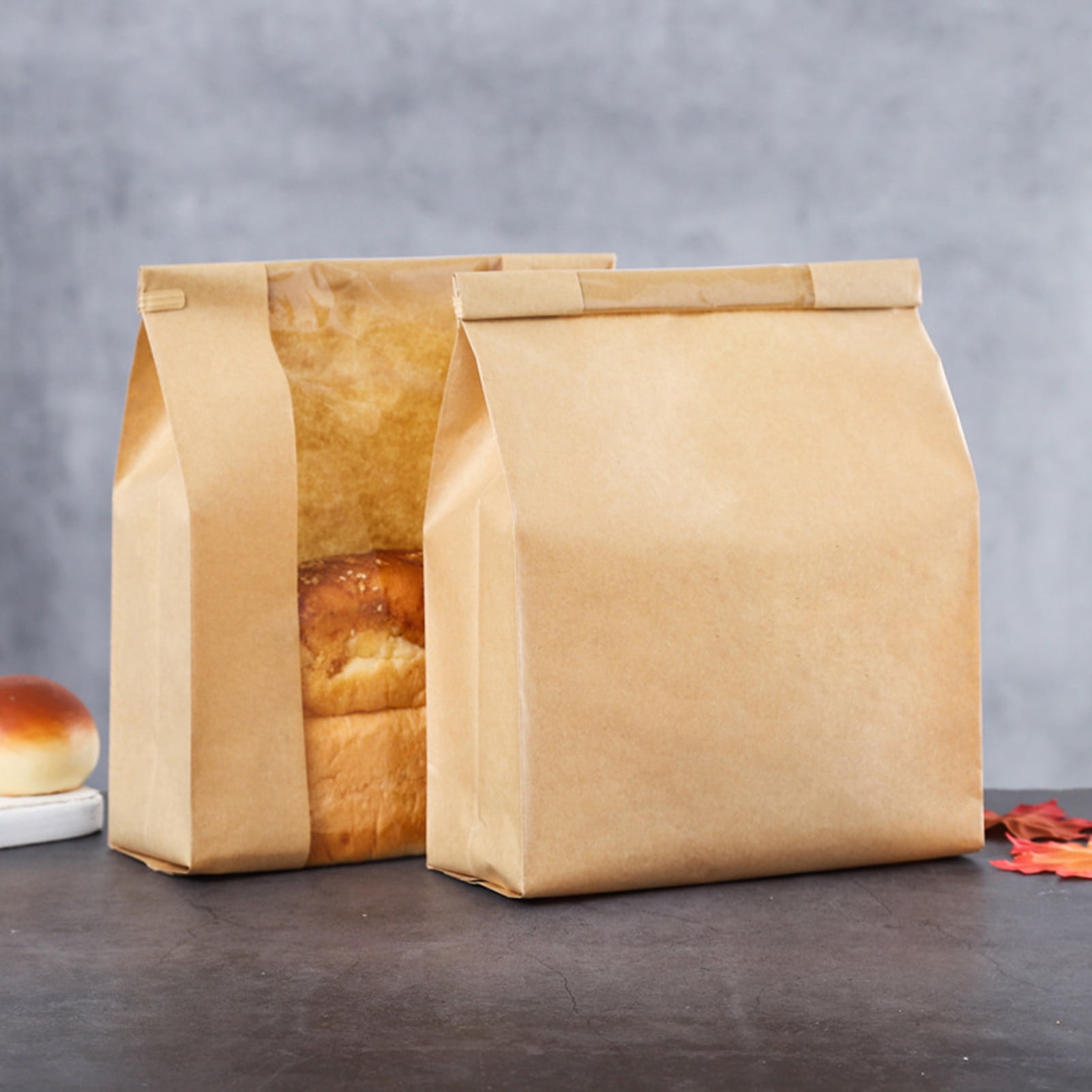 Sunjoy Tech 50Pcs Toast Bag Food-Grade Kraft Paper Bread Bags with ...