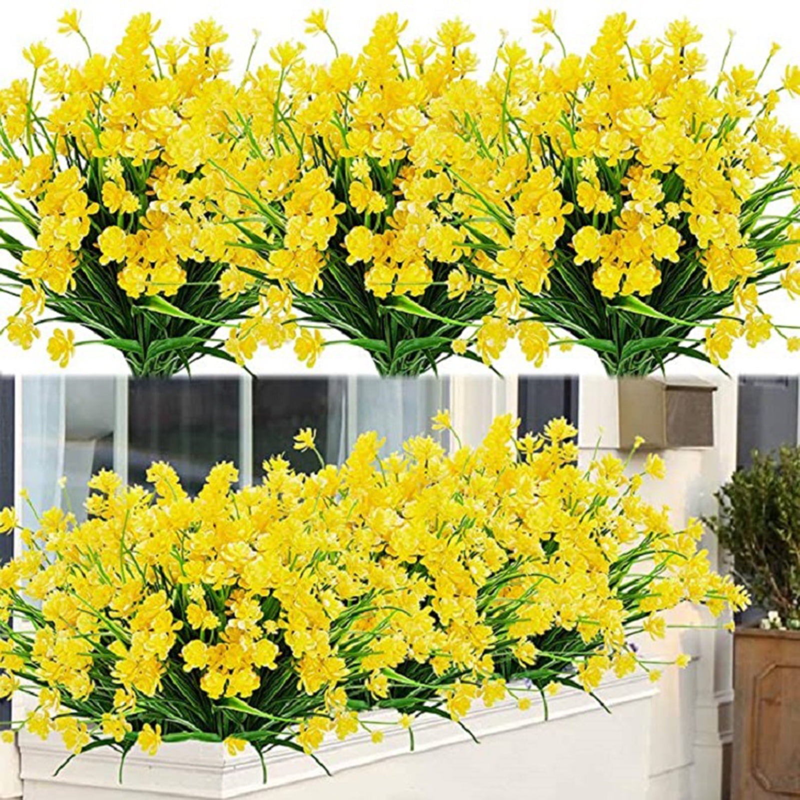 Sunjoy Tech 5Pcs Artificial Flowers 7-fork Realistic Anti-Fade Weather ...