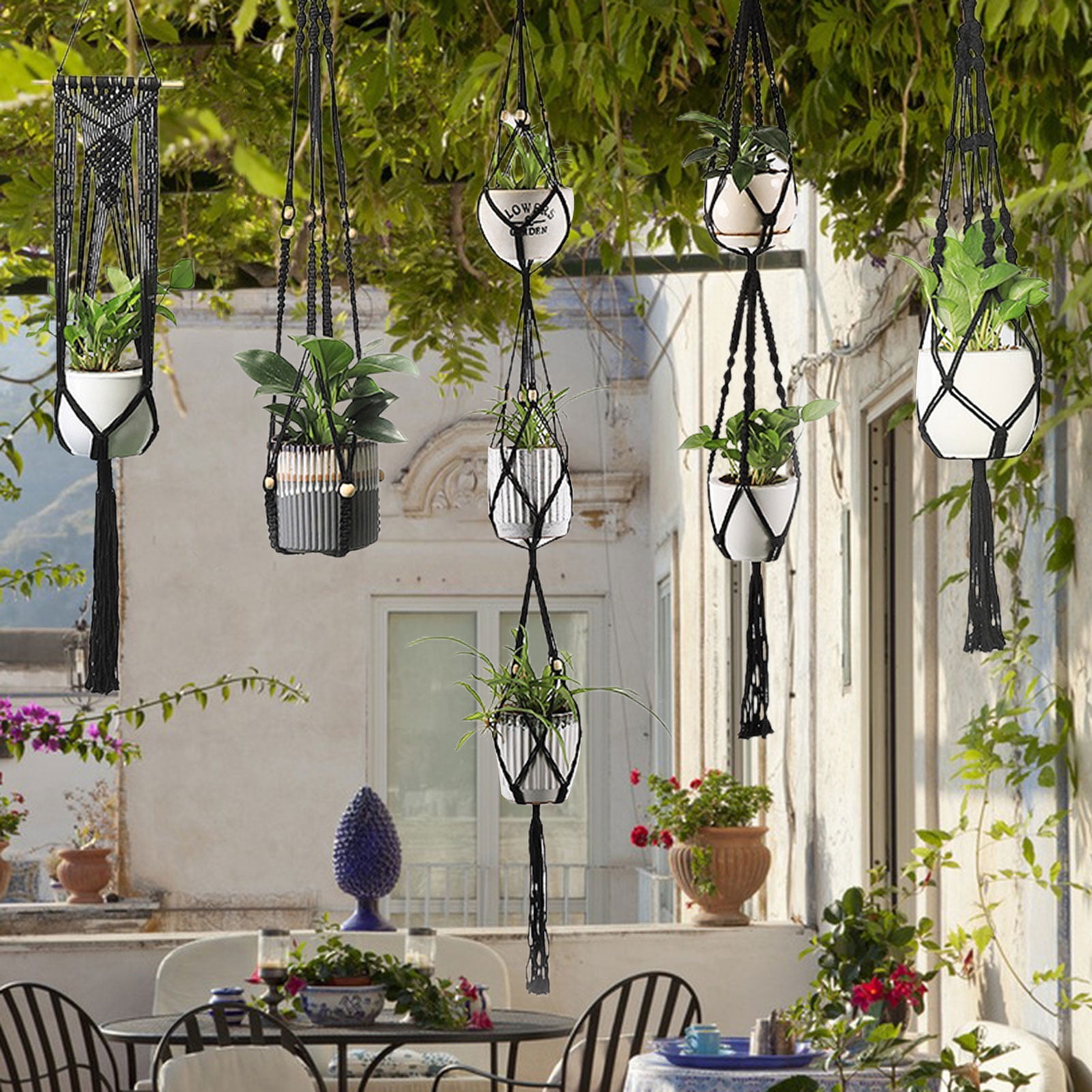 Sunjoy Tech 5Pcs Plant Hanger Handmade Macrame Hollow-out Bohemian ...
