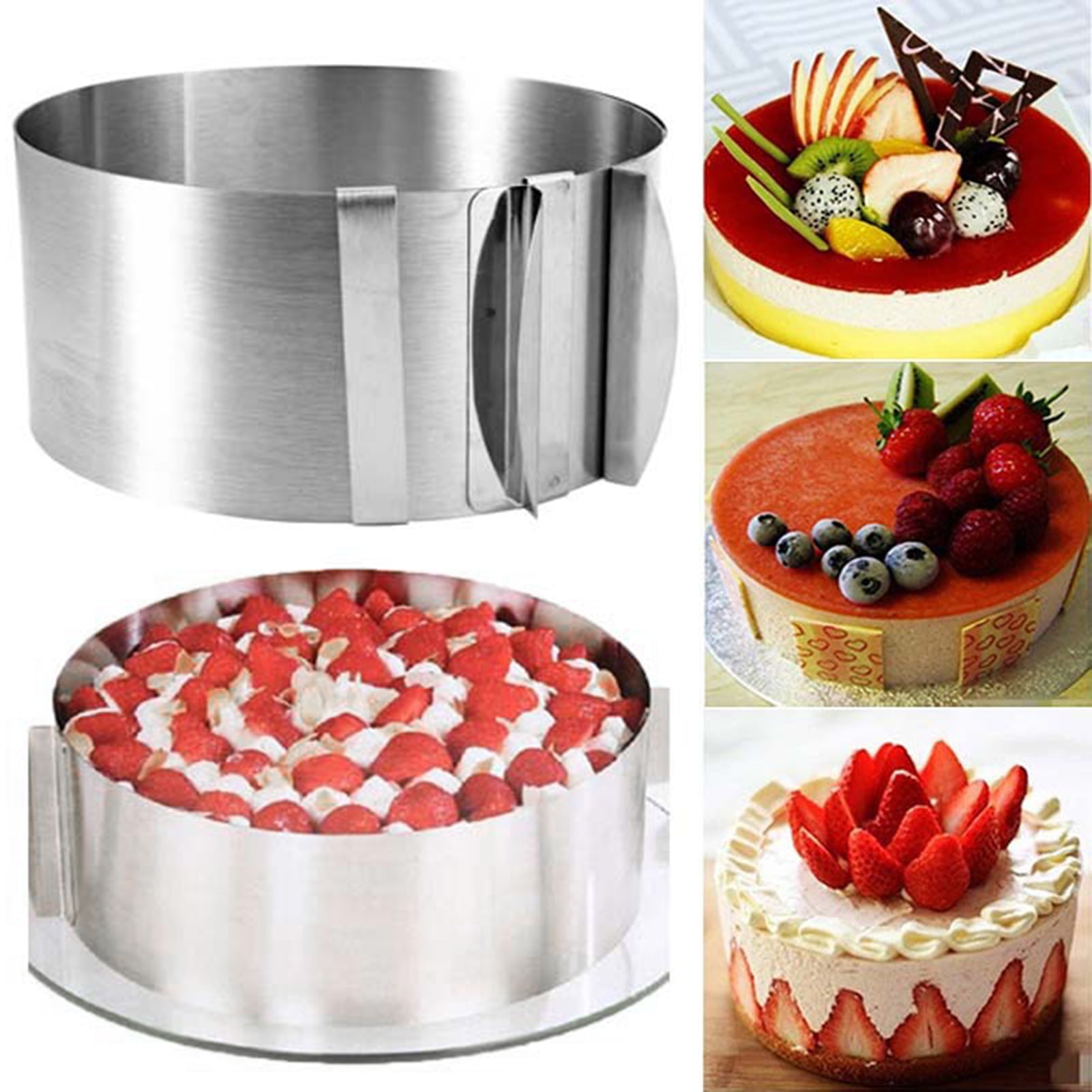 Sunjoy Tech 6-12 Inch Adjustable Cake Ring Stainless Steel Baking Ring ...