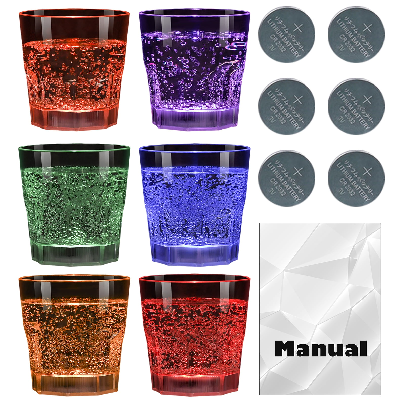 Sunjoy Tech 6Pcs Light Up Shot Glasses LED Light Up Whiskey Glasses for ...