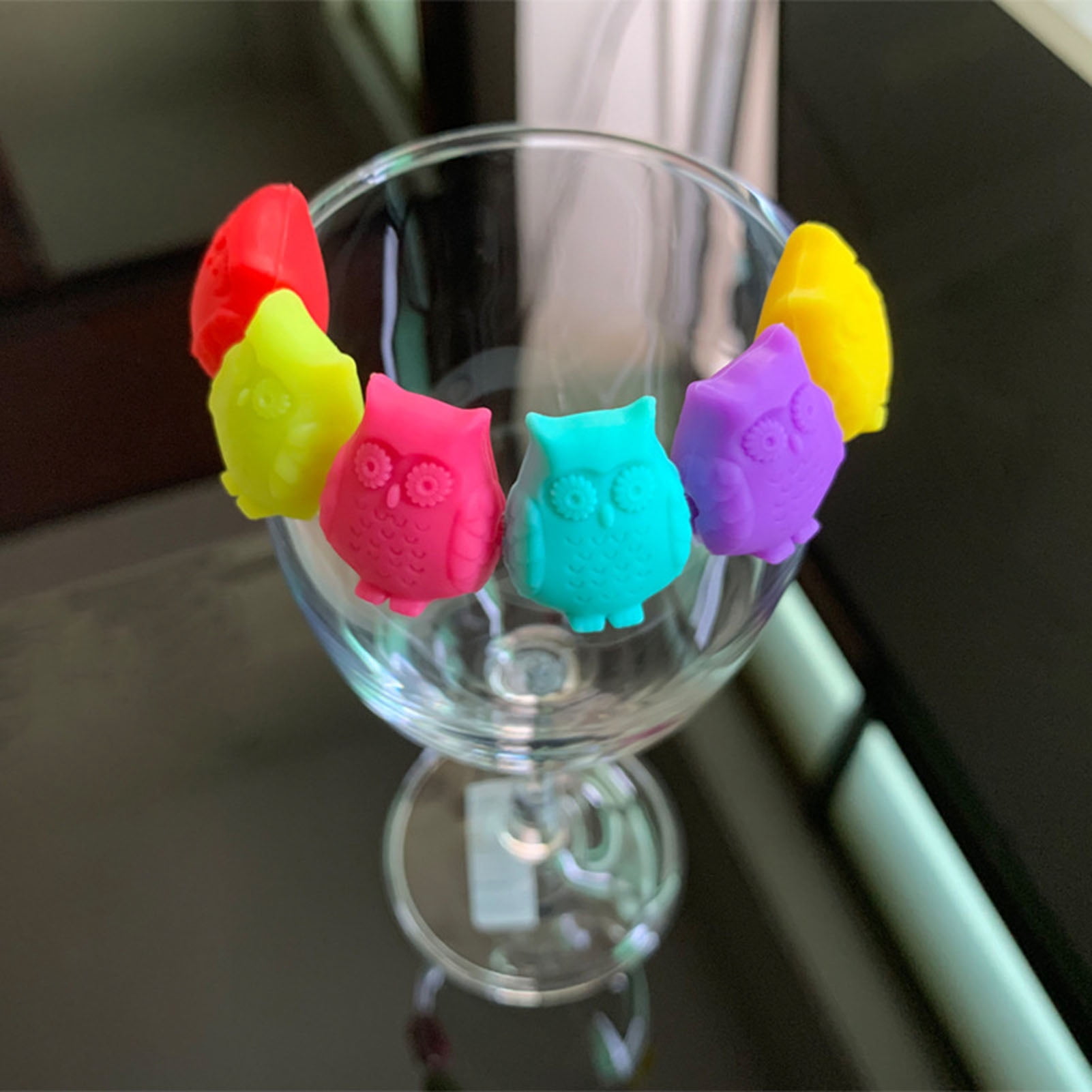 Sunjoy Tech 6Pcs Owl Silicone Drink Marker Bar Champagne Flutes ...