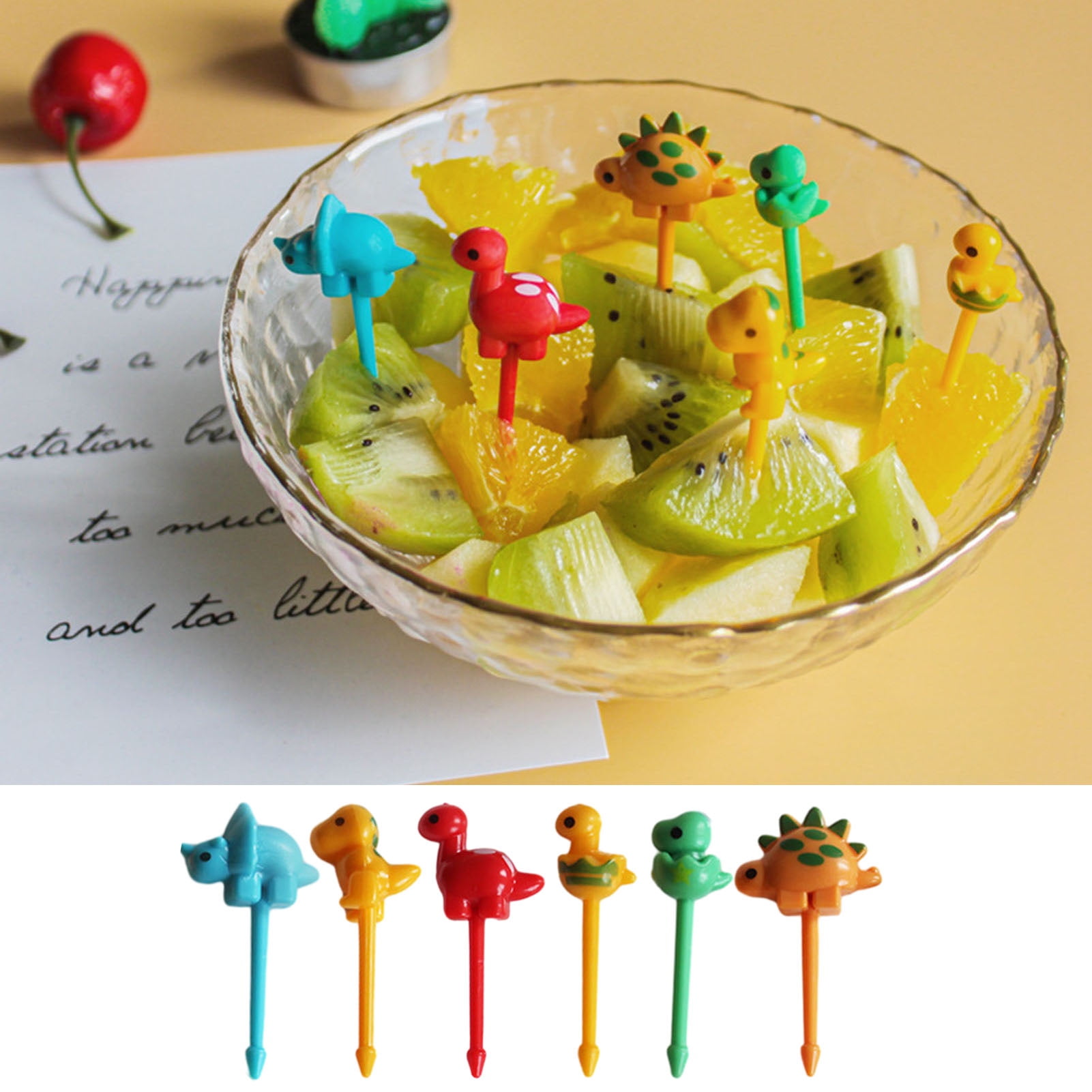 Sunjoy Tech 6Pcs/Set Adorable Mini Dinosaur Fruit Forks Cute Cartoon ...