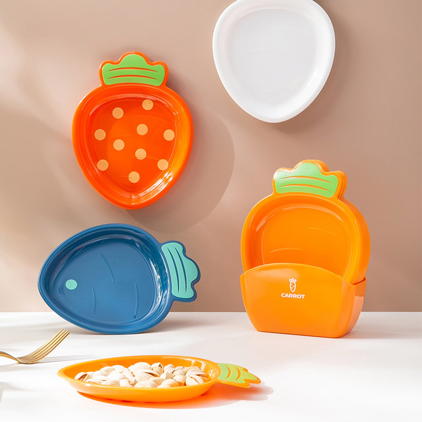 Sunjoy Tech 8Pcs Spit Bone Dish with Storage Holder Cute Carrot Shape ...